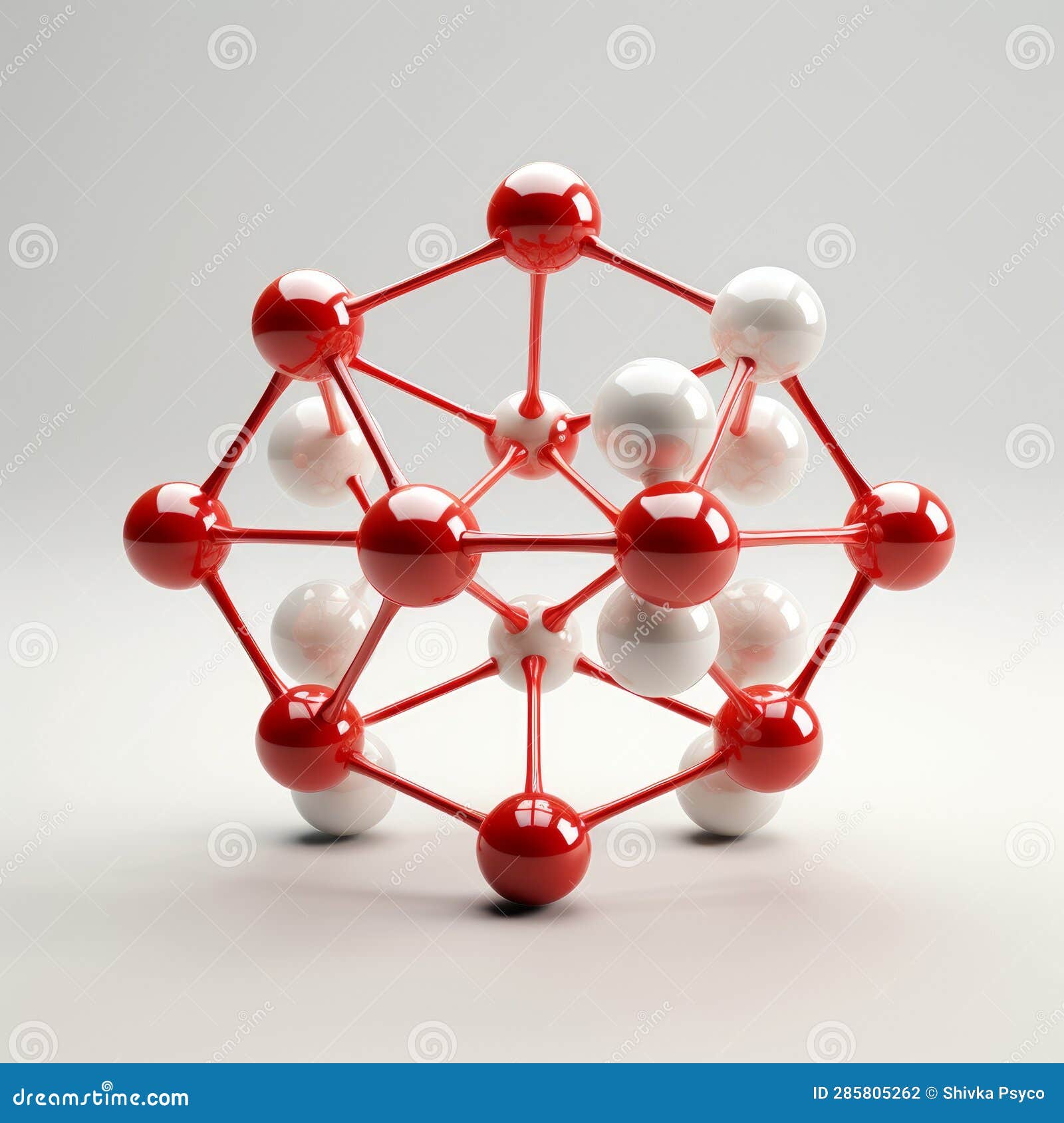 3d Red and White Molecules on White Background Generative AI Stock ...