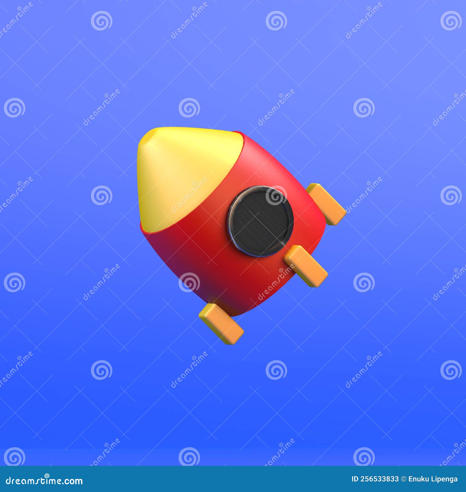 3D Red and Yellow Rocket Ship Stock Illustration - Illustration of ...