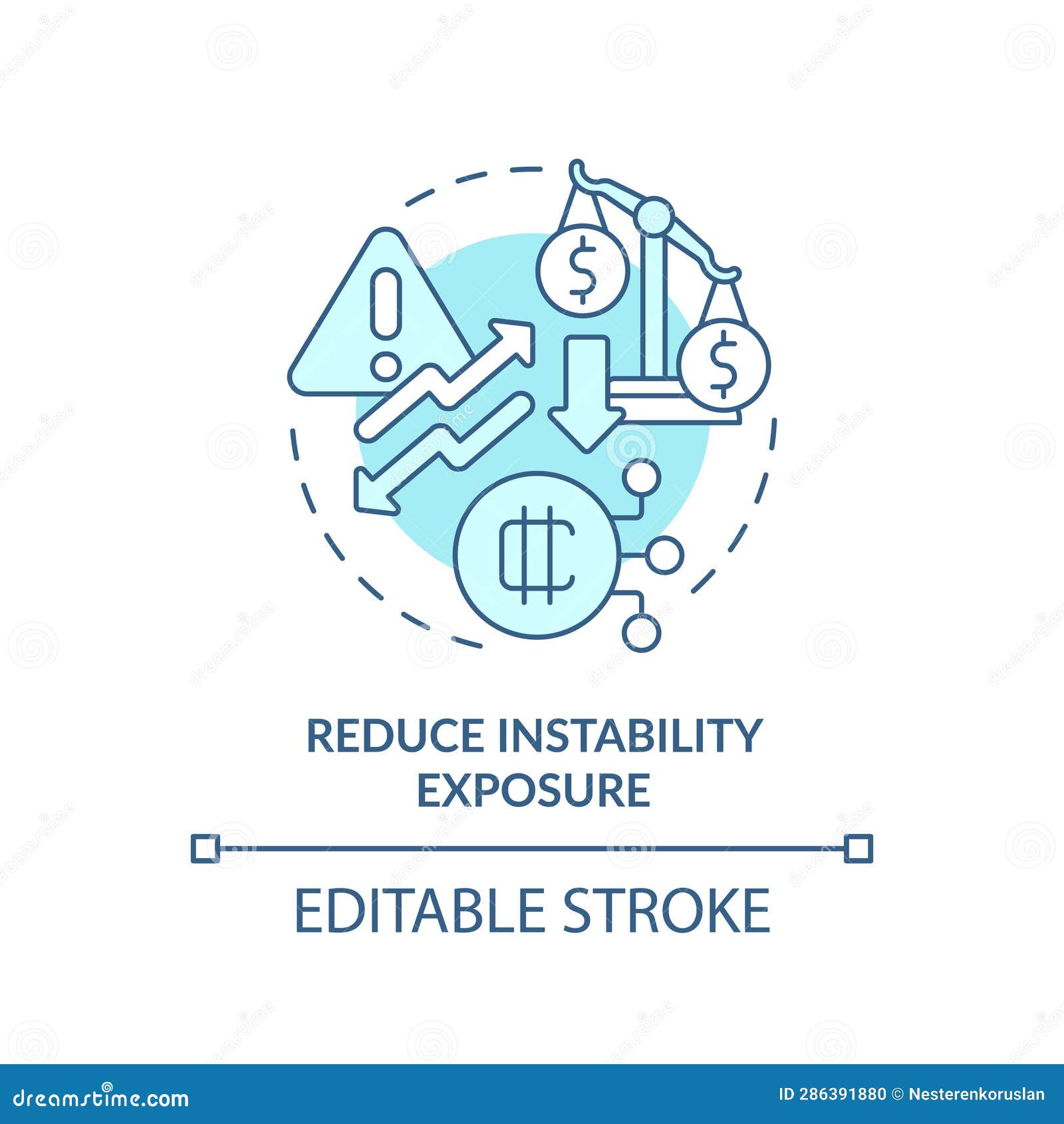 2D Reduce Instability Exposure Blue Line Icon Concept Stock Vector ...