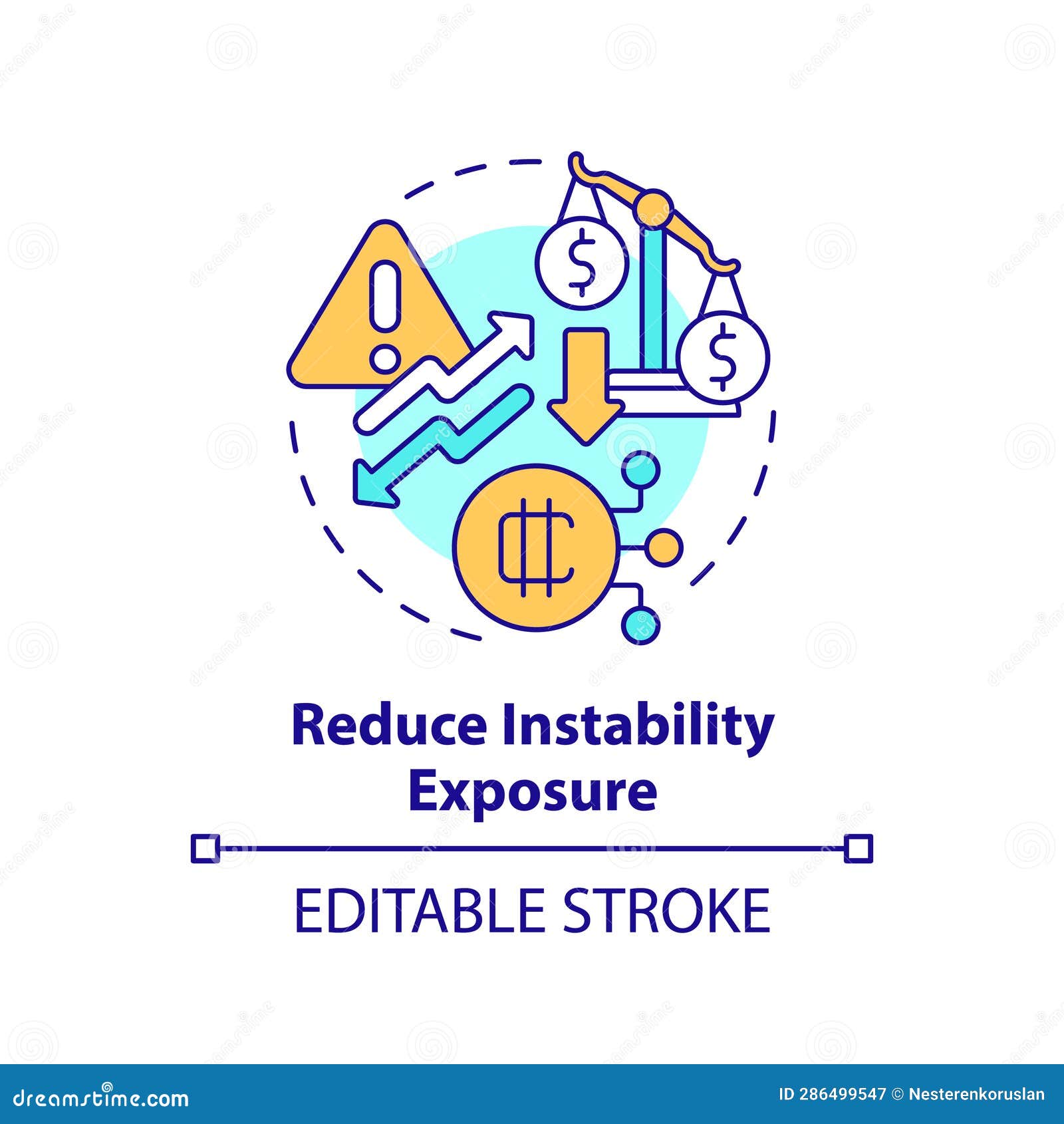 2D Reduce Instability Exposure Line Icon Concept Stock Vector ...