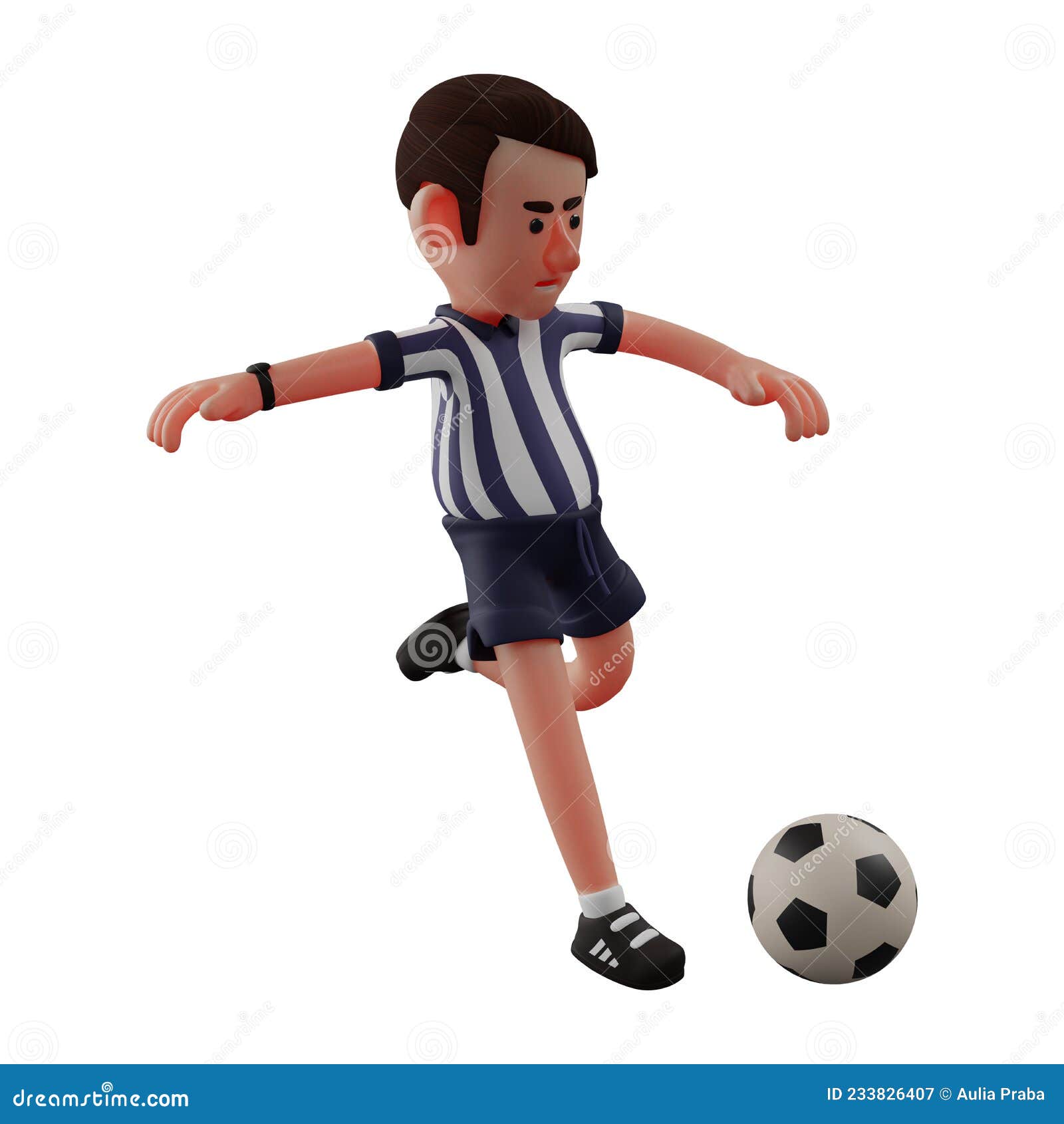 3D Referees Cartoon Design Kicking the Ball Stock Illustration ...