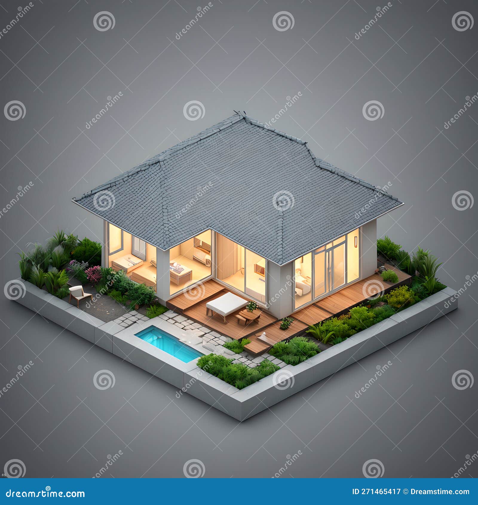 3D Reference Model of a Cute Small House for Warm Climate, AI Generated ...