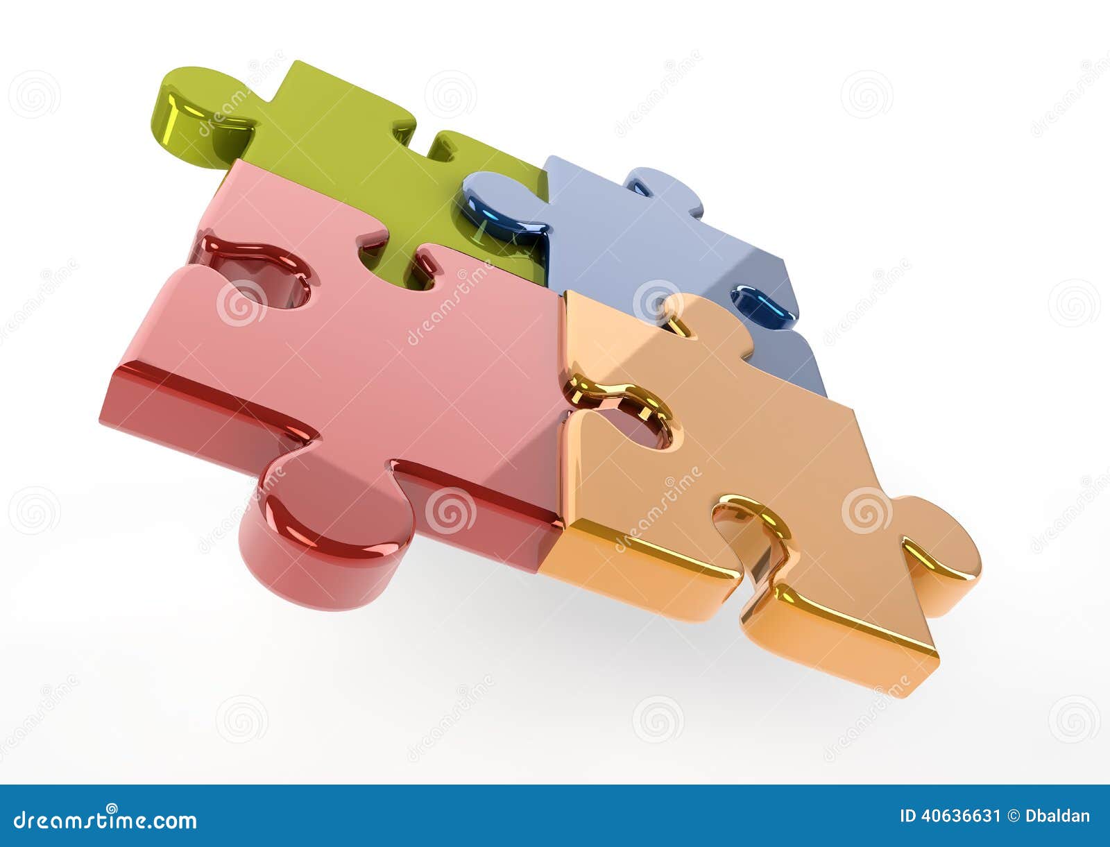 3D Reflective Puzzle Pieces Stock Illustration - Illustration of link ...