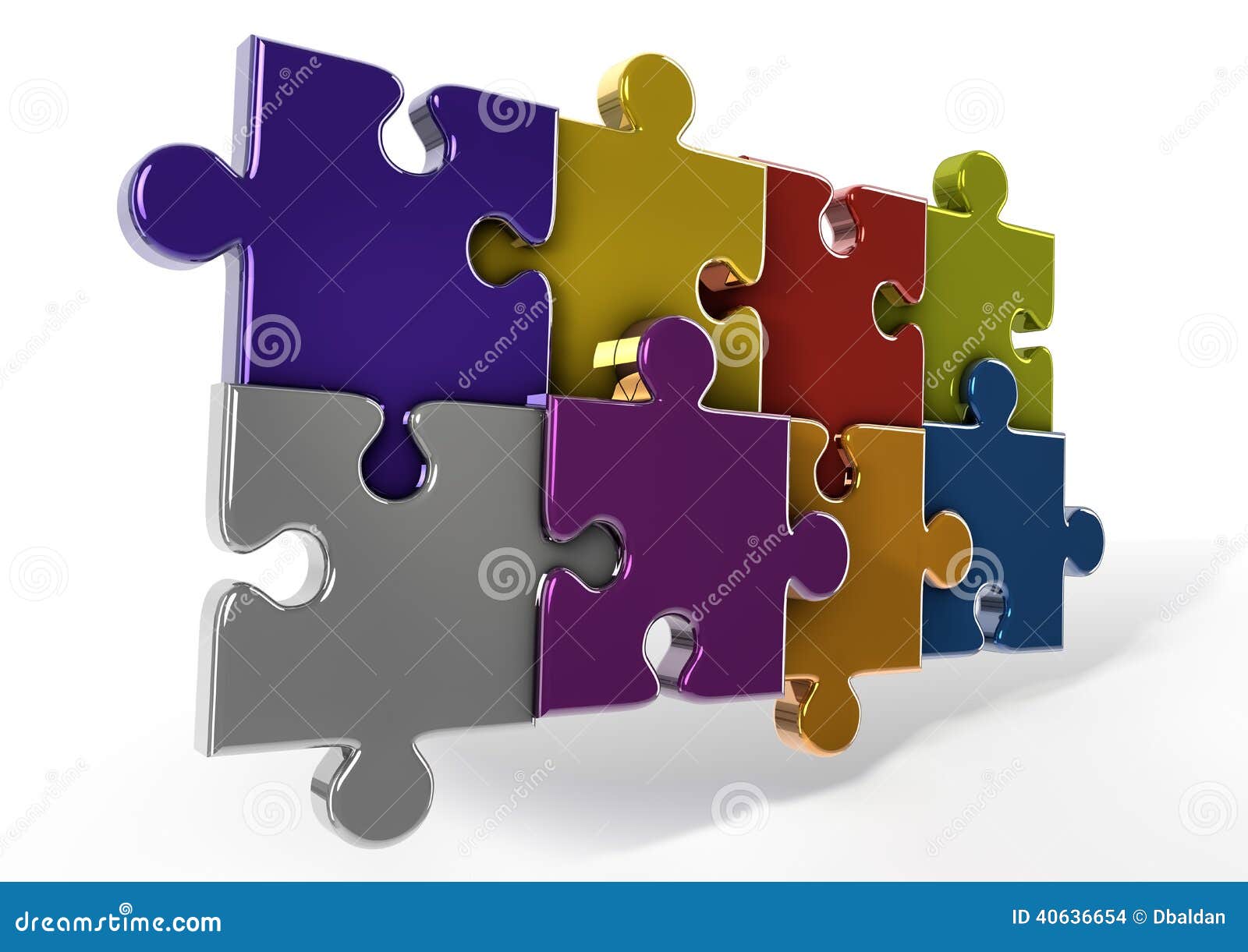 3D Reflective Puzzle Pieces Stock Illustration - Illustration of list ...