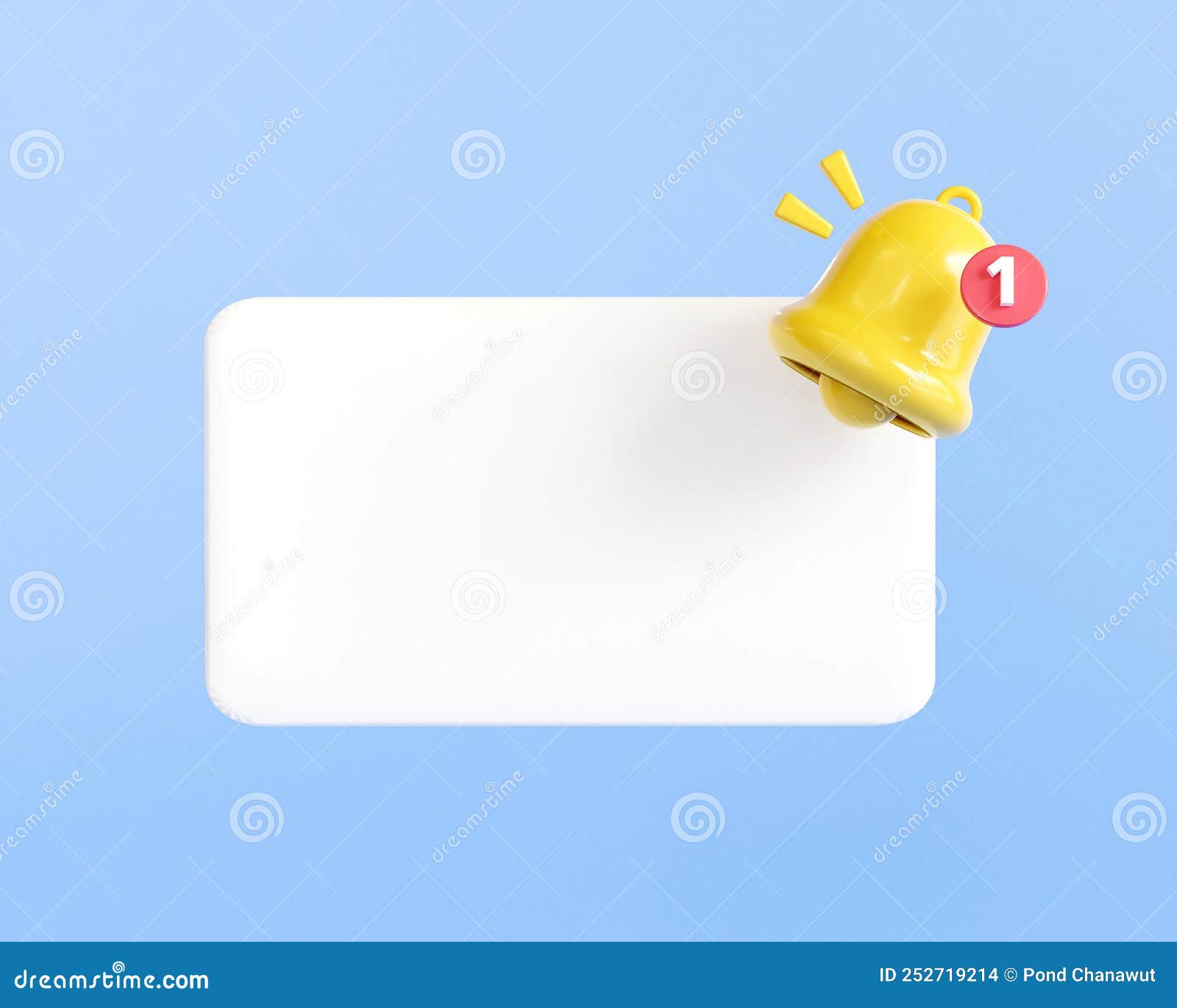 3d Reminder Popup Bell Push Notification Symbol. Empty Application ...
