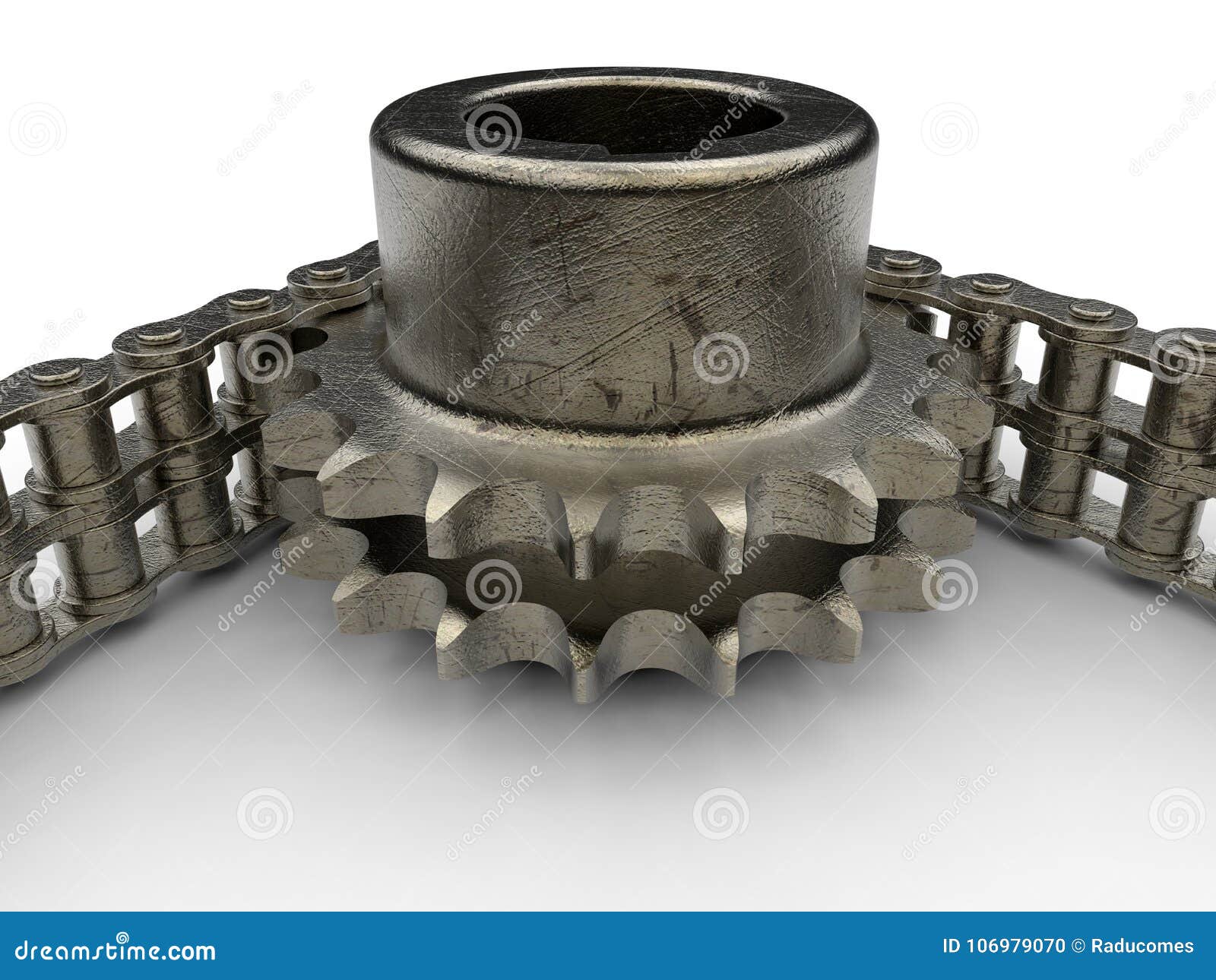 3D Rendem - a Roda Dentada Riscada E O Mecanismo Chain Ilustração Stock ...
