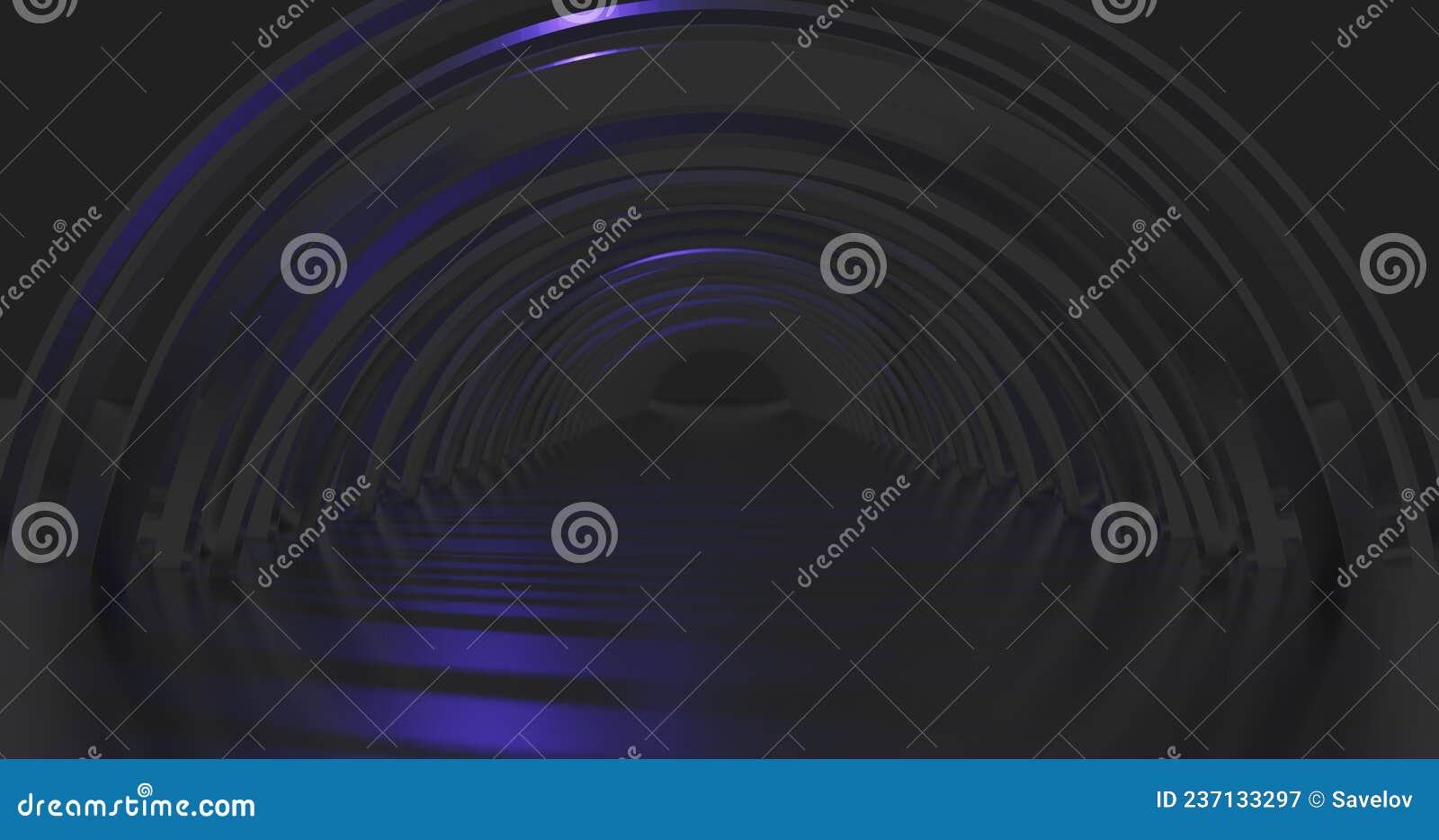 Render with Abstract Arch in Blue Glow Stock Illustration ...