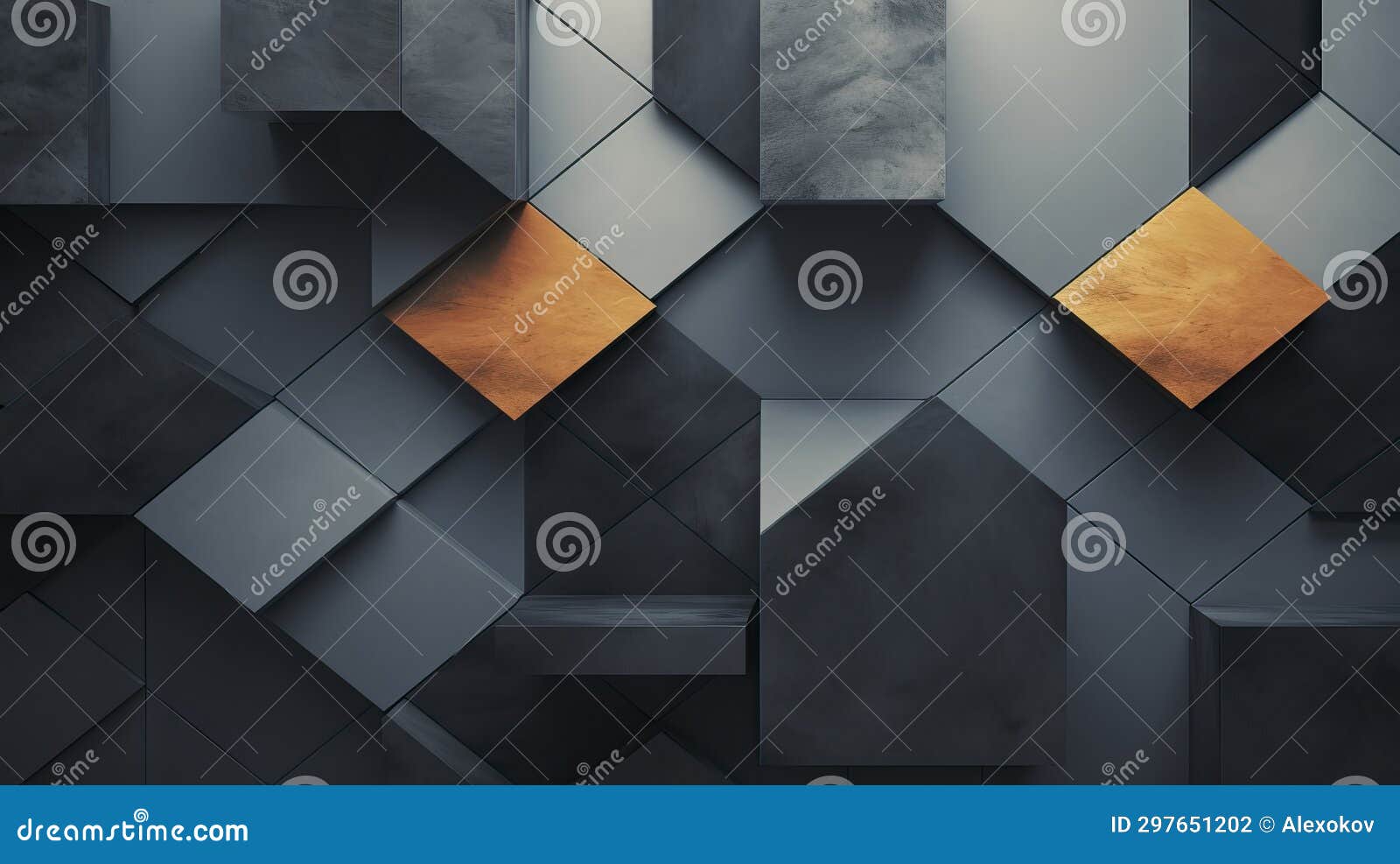 3d Render, Abstract Background with Black and Gold Geometric Shapes ...