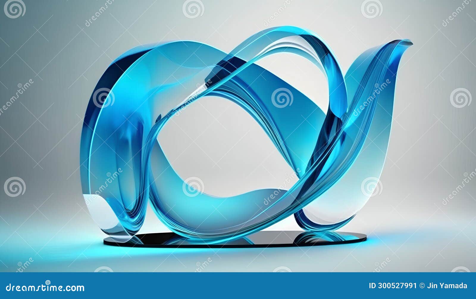3d Render of Abstract Background with Blue Glass Waves. 3d Illustration ...