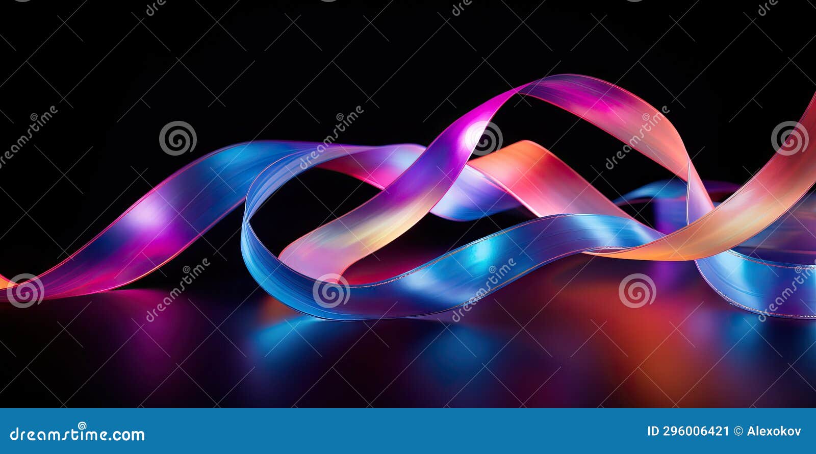 3d Render, Abstract Background with Blue and Pink Ribbons. Generative AI Stock Illustration ...