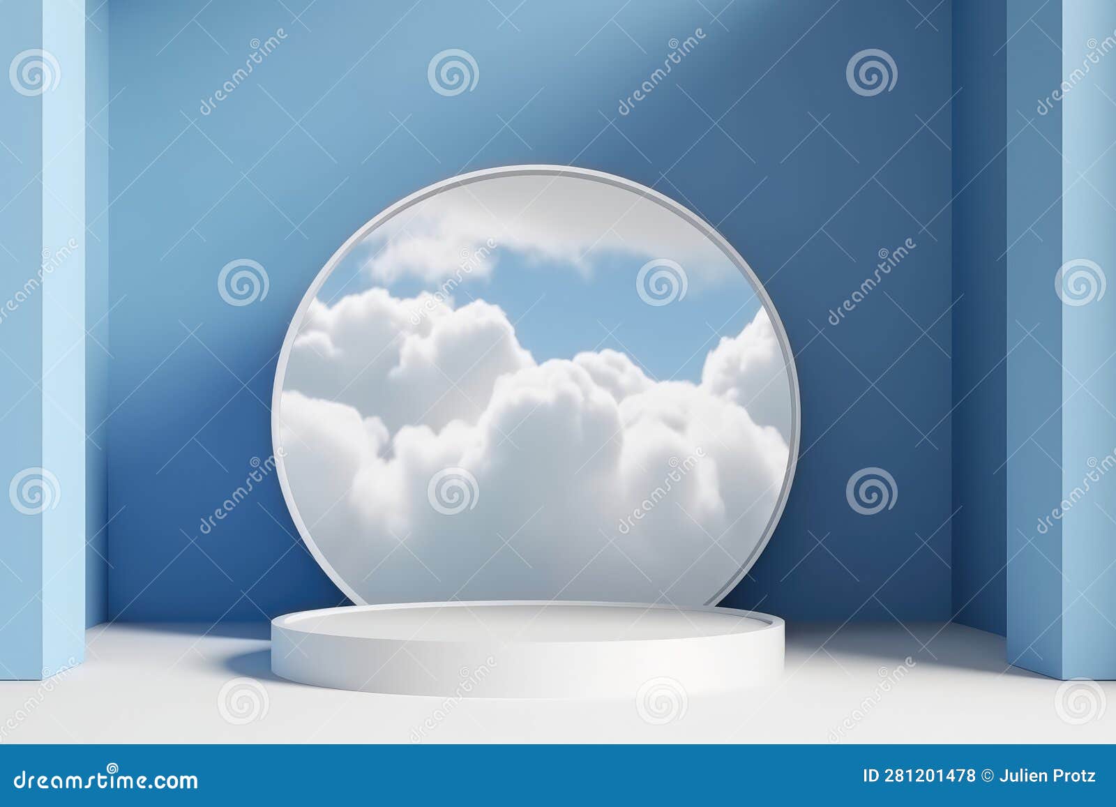 3d Render Abstract Background with Blue Sky Inside the Window, Blue ...