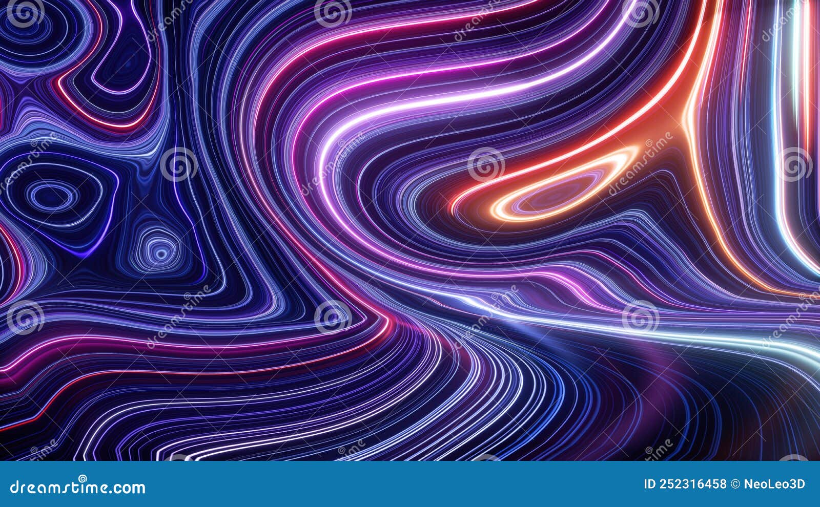 Colorful Curvy Lines Design Isolated On A Black Background. Abstract ...