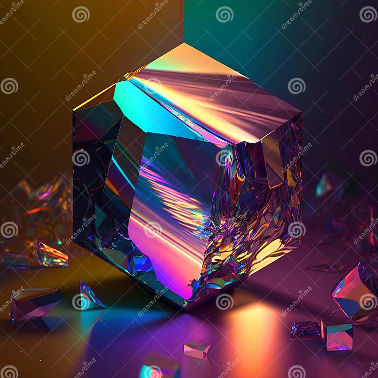3d Render, Abstract Background, Crystal Cube, Low Poly Design Stock ...