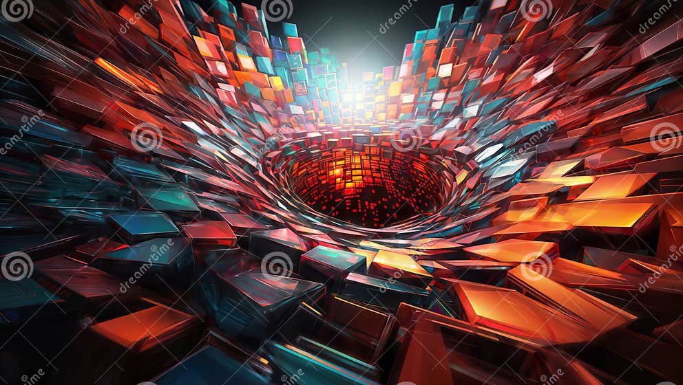 Digital Dive: 3D Render of Abstract Digital Technology Background ...