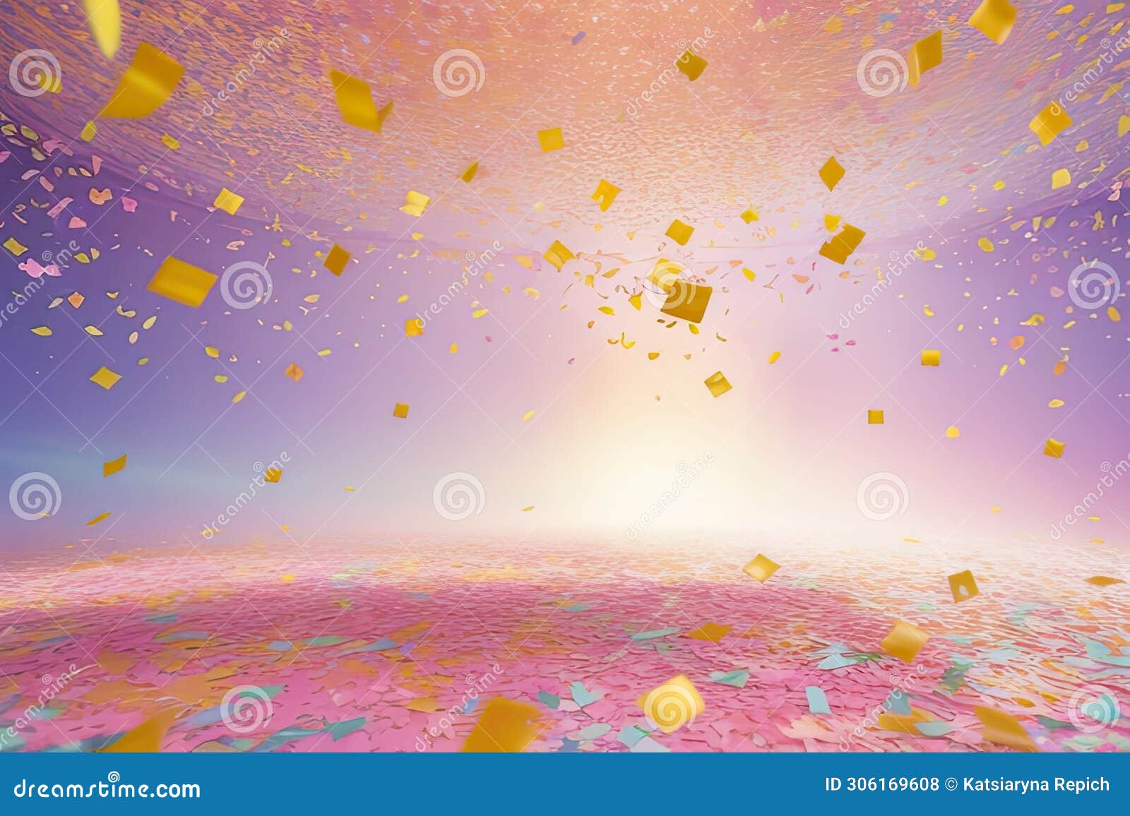 3d Render of Abstract Background with Falling Confetti and Sun Rays ...