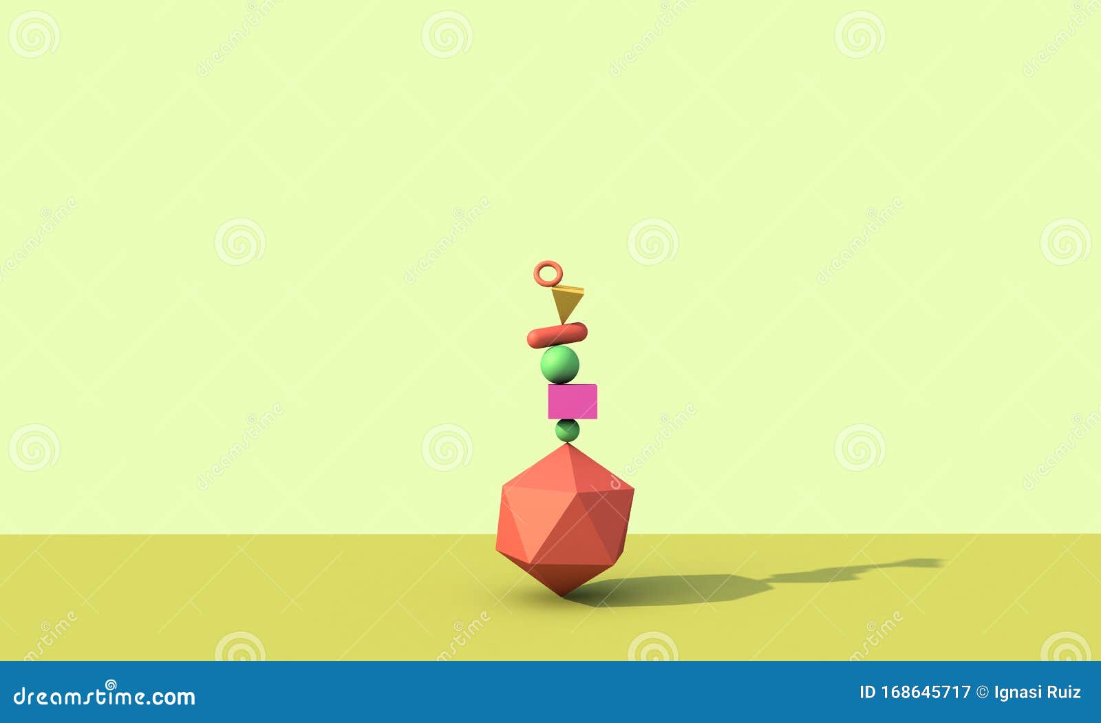 3d Render, Abstract Background, Falling Geometric Primitive Shapes ...