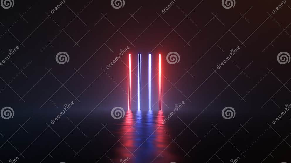 A 3D Render of an Abstract Background Featuring Neon Panels that Glow ...