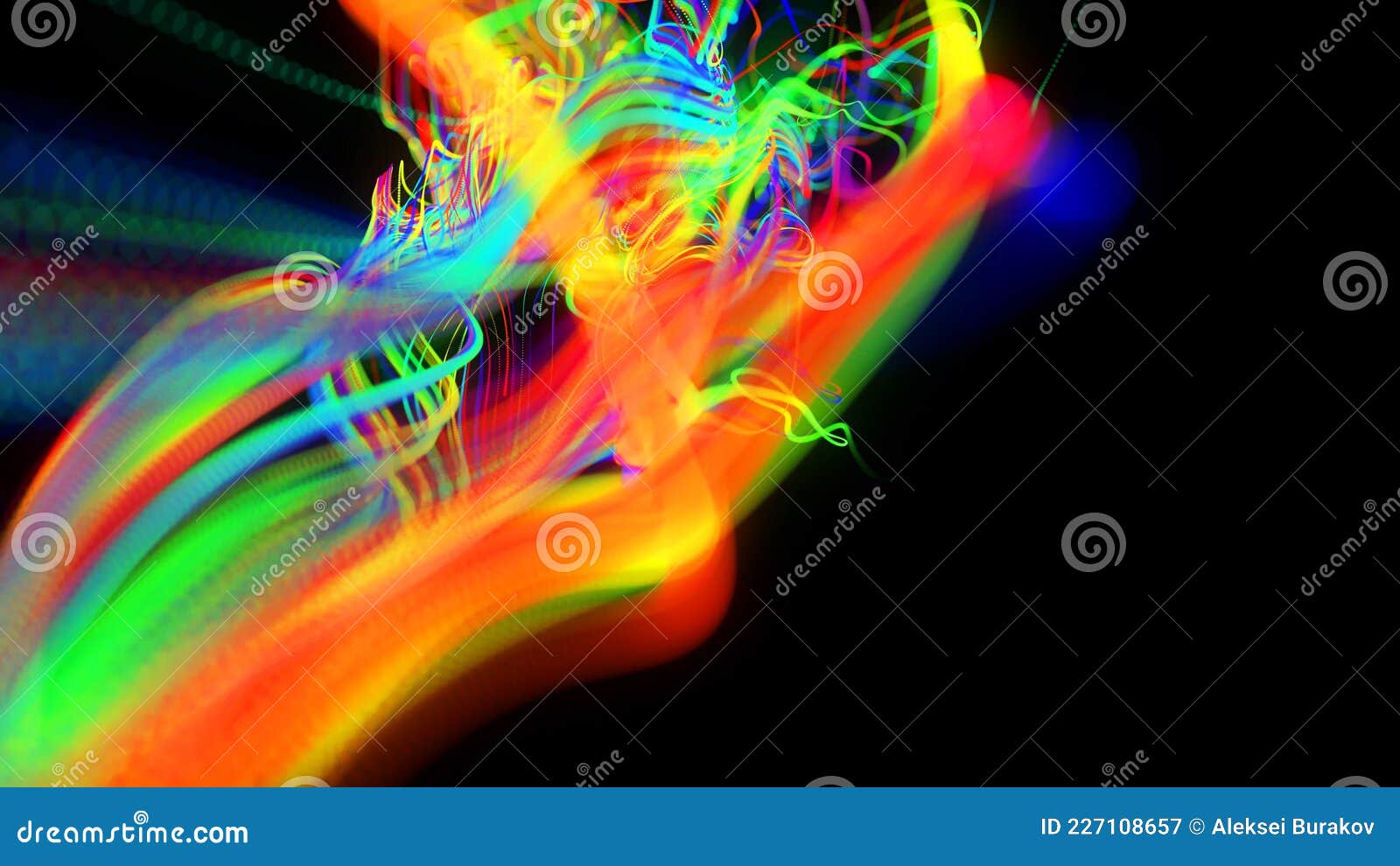 3d Render. Abstract Background Flow of Glow Lines Stock Illustration ...