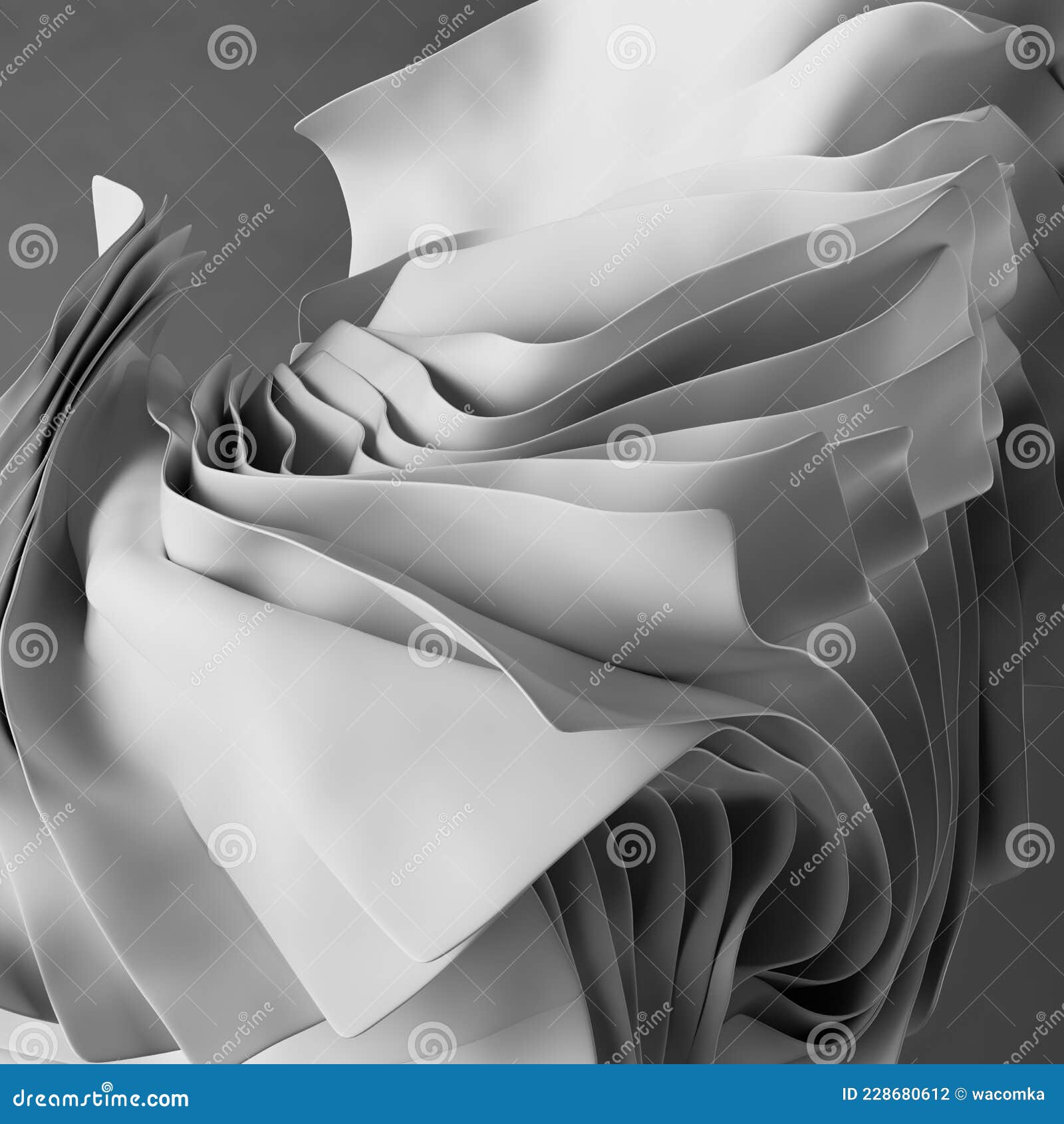 3d Render, Abstract Background with Folded Textile Layers, White Cloth ...