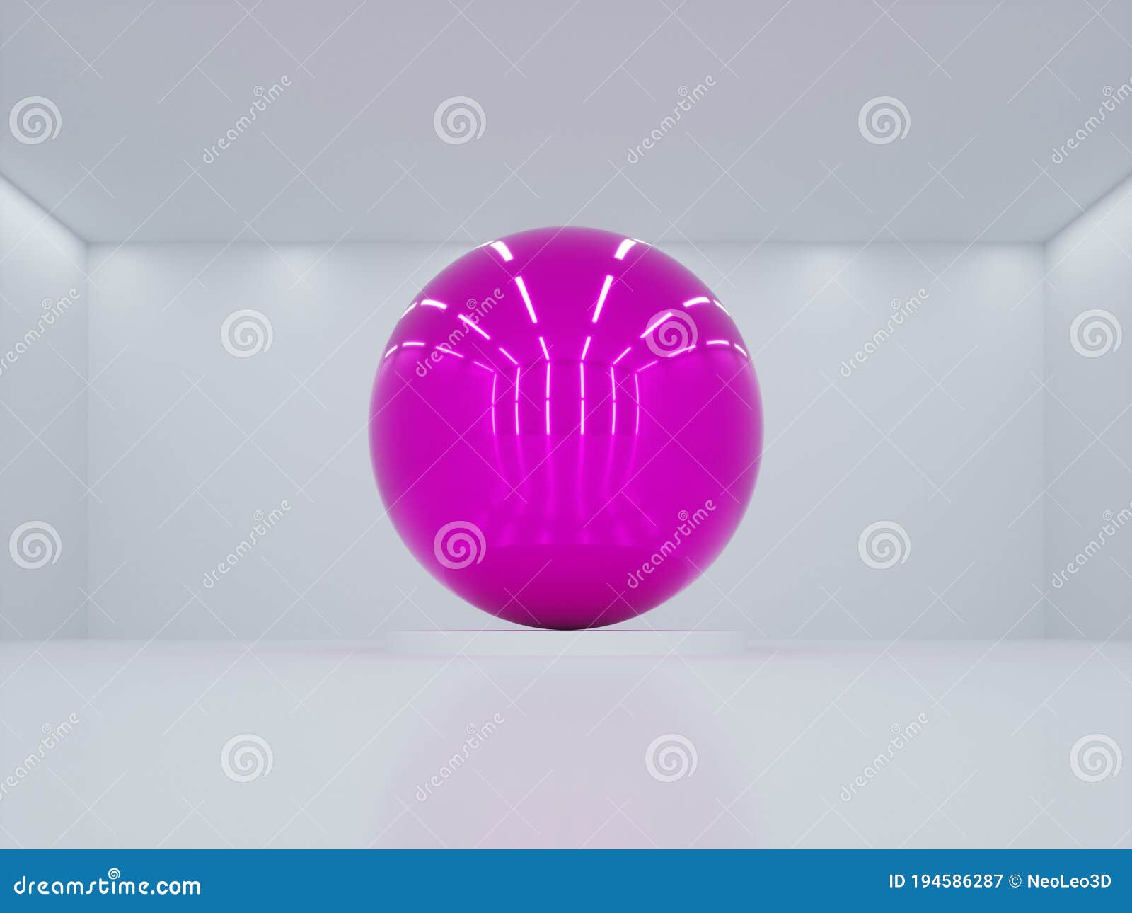3d Render, Abstract Background, Glossy Pink Metallic Sphere with Light ...