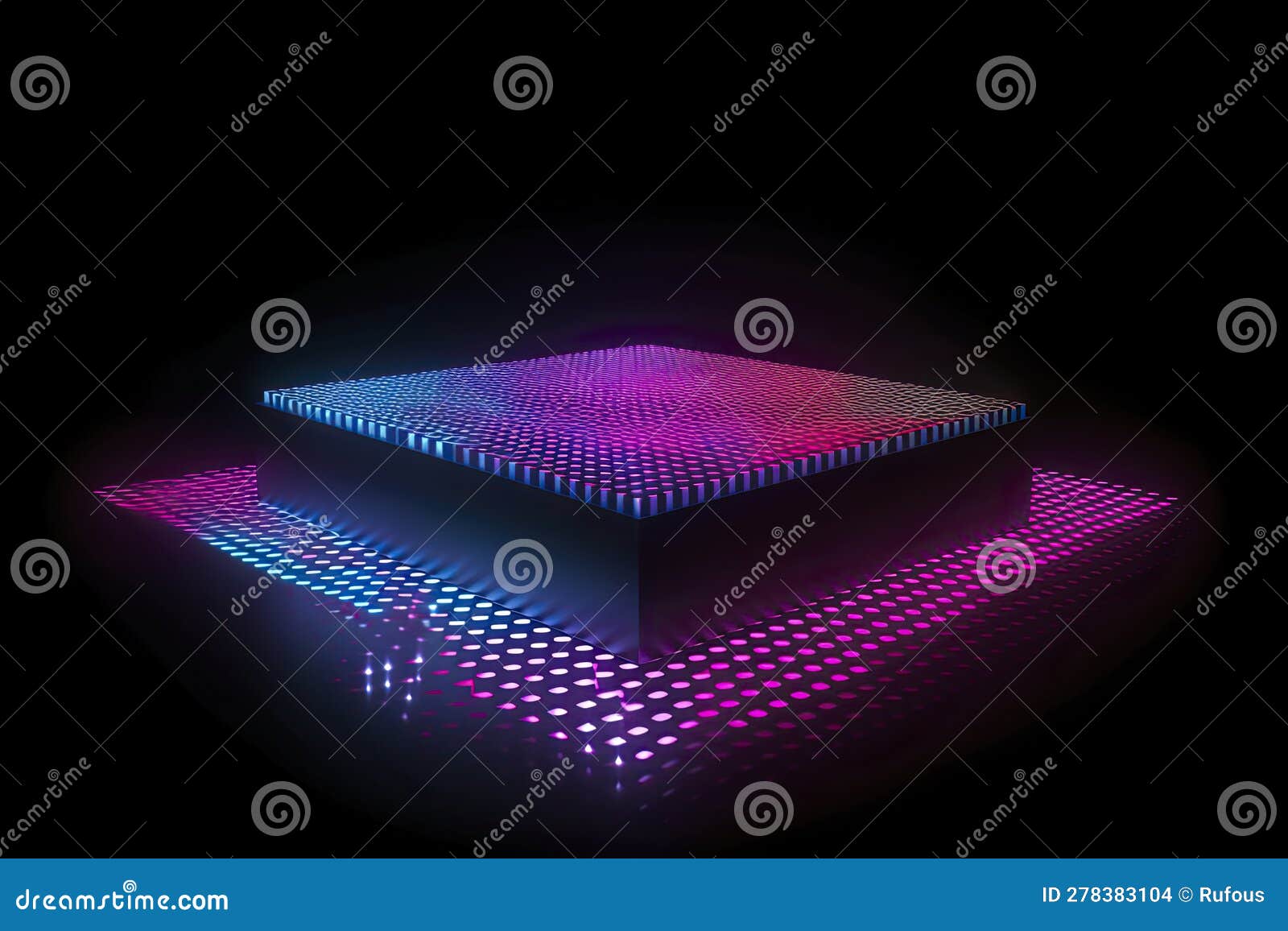 3d Render, Abstract Background, Glowing Dots, Screen Pixels, Neon ...