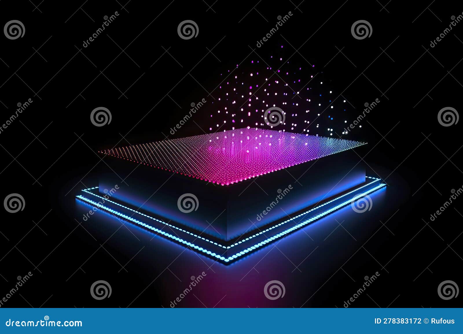 3d Render, Abstract Background, Glowing Dots, Screen Pixels, Neon ...