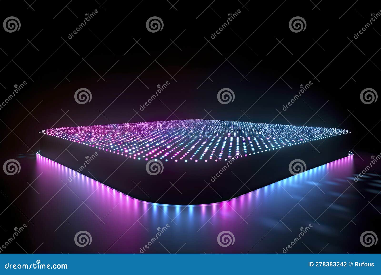 3d Render, Abstract Background, Glowing Dots, Screen Pixels, Neon ...