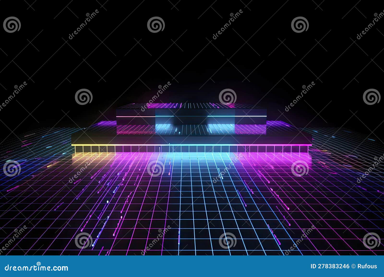 3d Render, Abstract Background, Glowing Dots, Screen Pixels, Neon ...