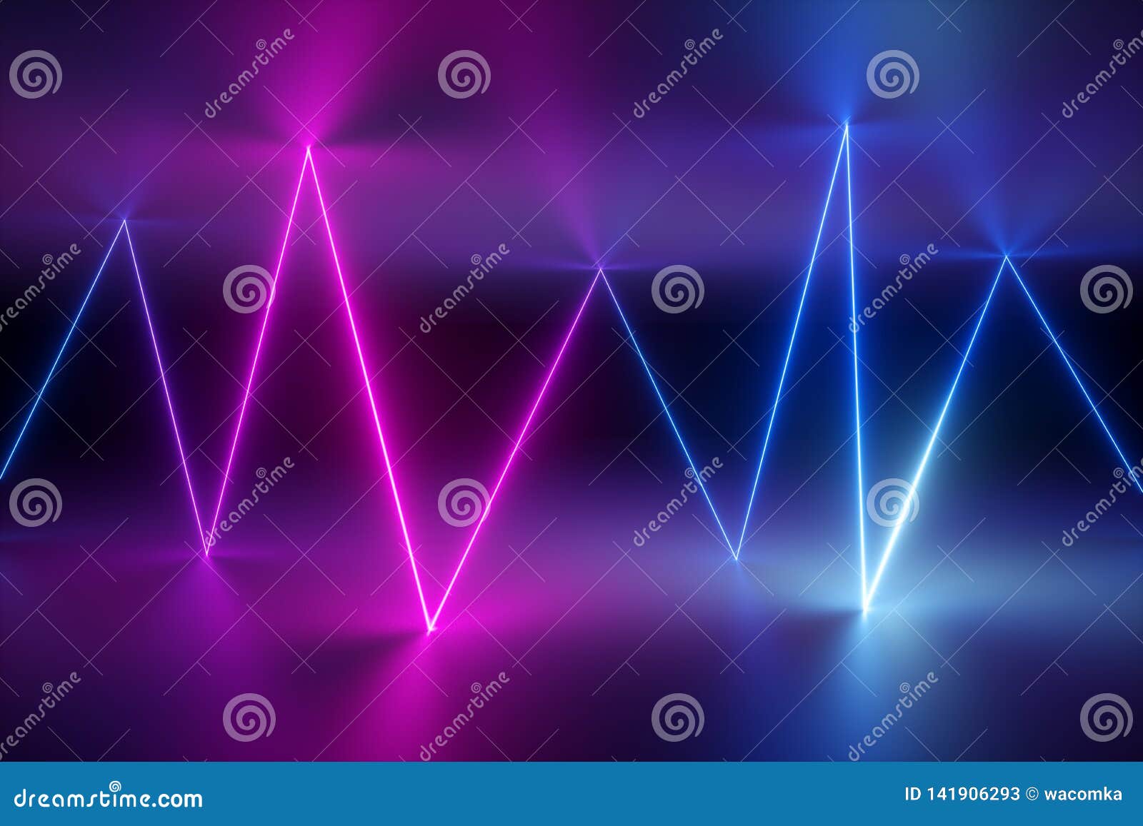 3d Render, Abstract Background, Glowing Lines, Lightning, Ultraviolet ...