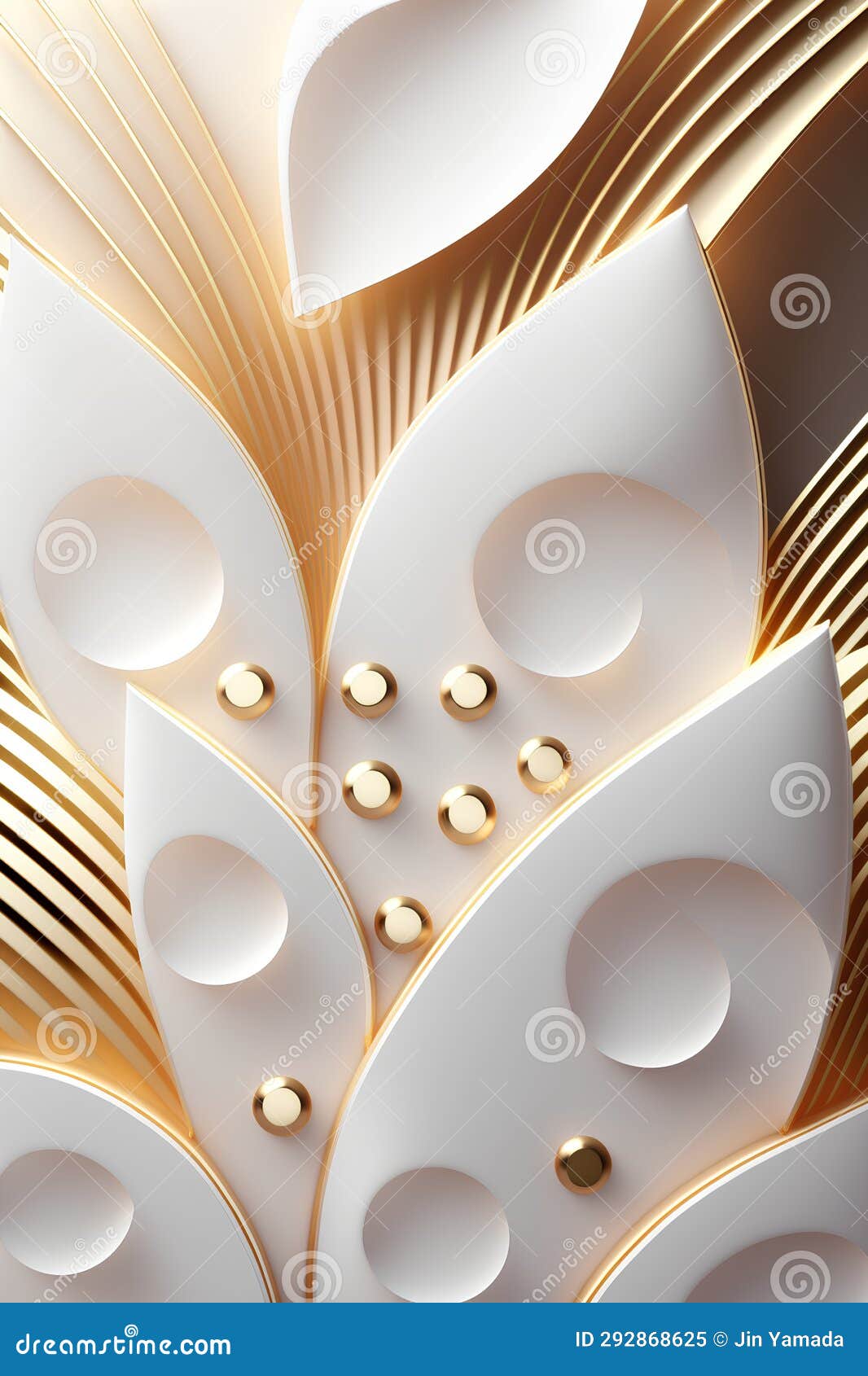 3d Render, Abstract Background with Golden and Silver Elements ...
