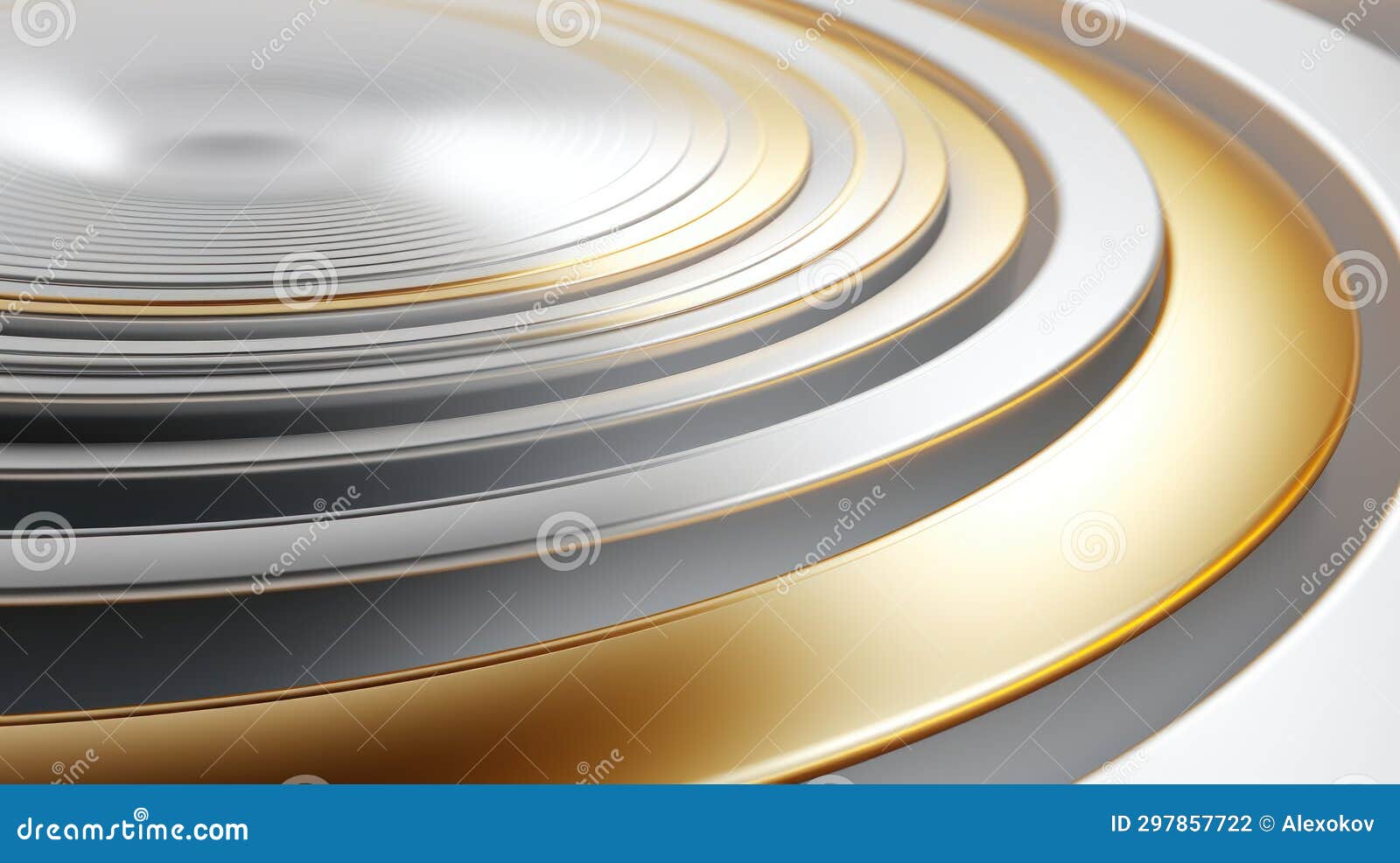 3d Render, Abstract Background with Golden and Silver, Metallic Circle ...