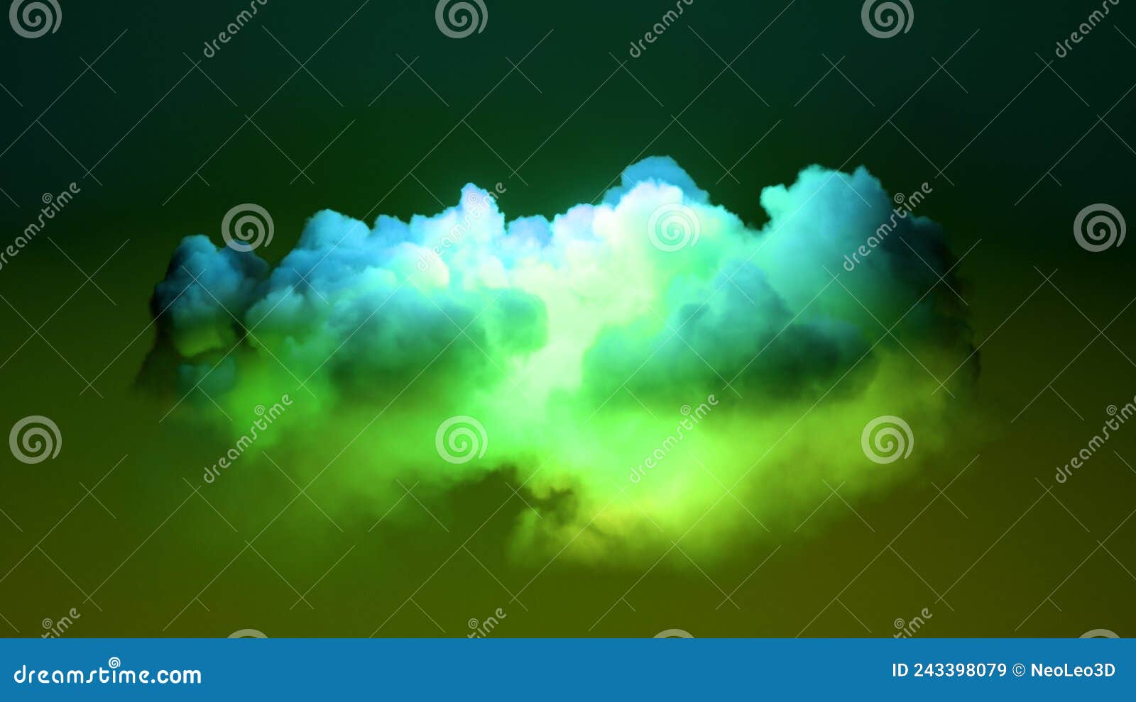 3d Render, Abstract Background with Green Cloud Stock Illustration ...