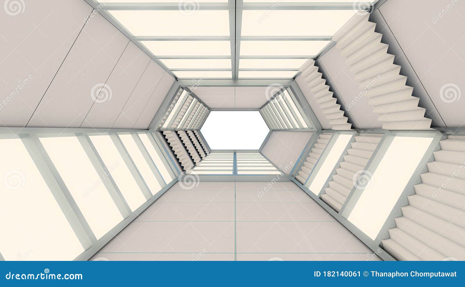 3d Render of Abstract Background, Hexagon Tunnel and Gate Stock ...