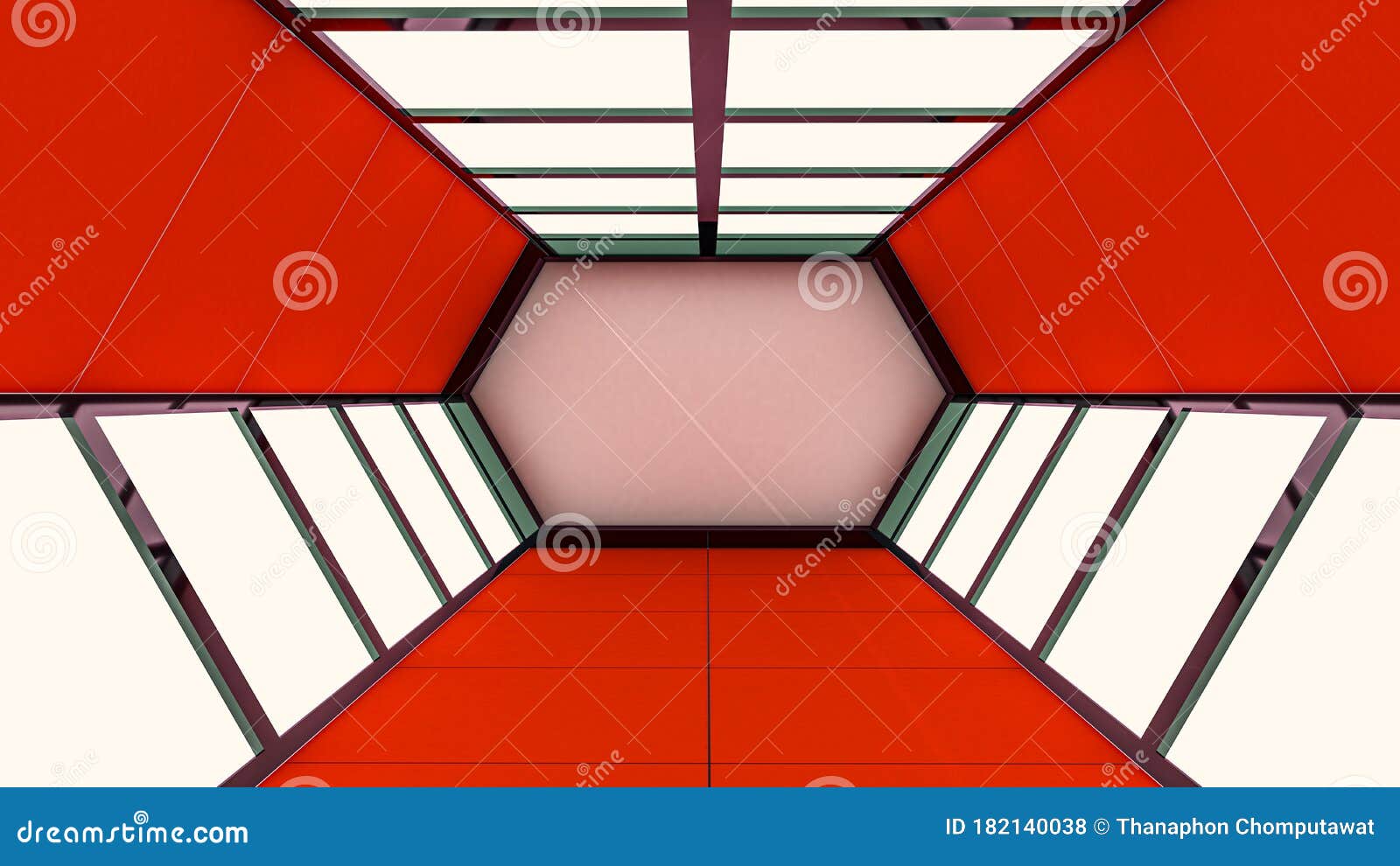 3d Render of Abstract Background, Hexagon Tunnel and Gate Stock ...