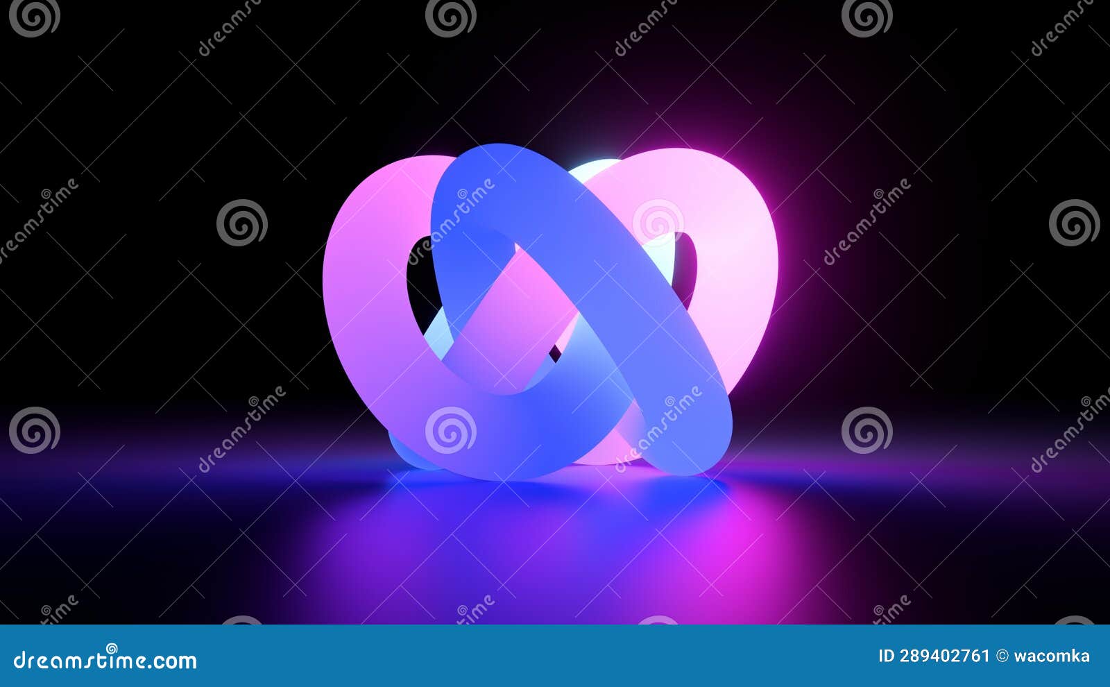 3d Render, Abstract Background with Knotted Shape. Tangled Loop Ribbon ...