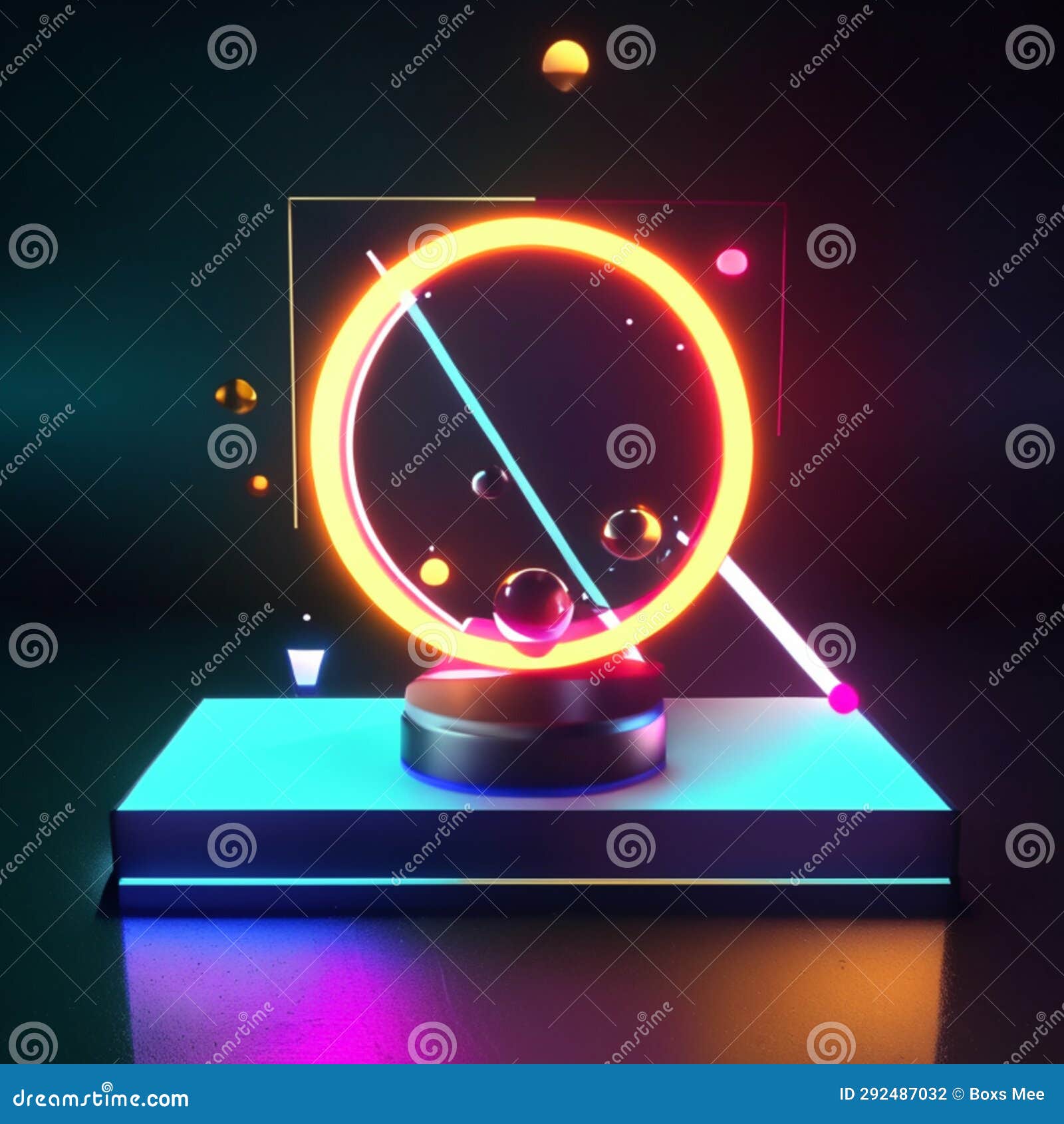 3d Render, Abstract Background, Neon Light, Magic Crystal Ball AI ...