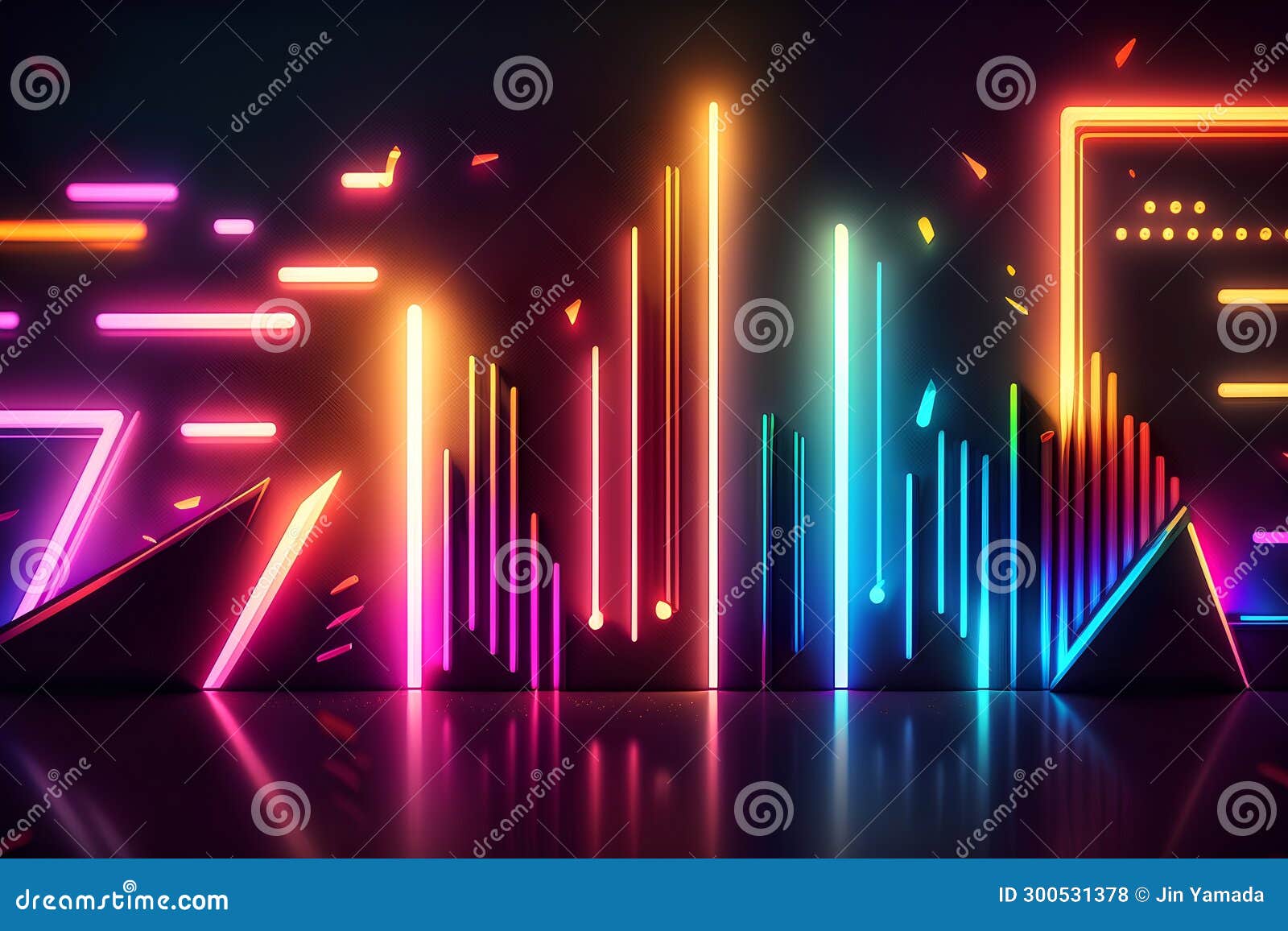 3d Render, Abstract Background with Neon Lights, Neon Lines and ...