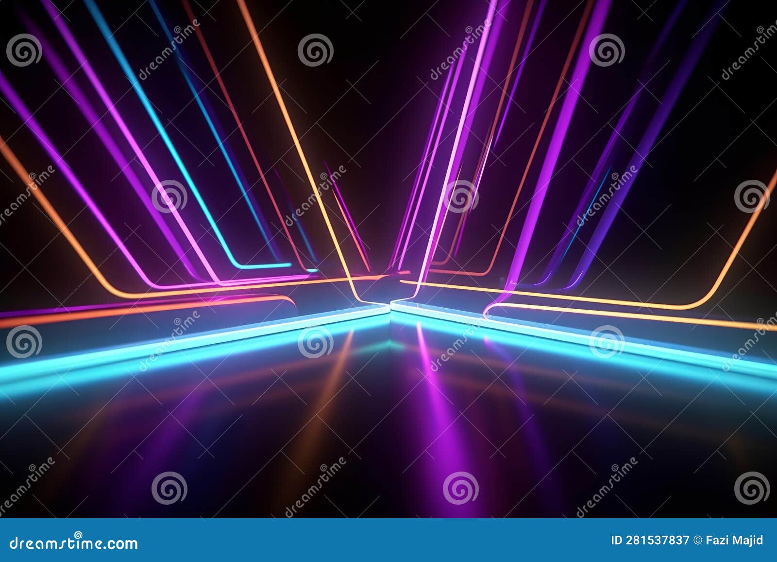 3d Render, Abstract Background, Neon Lines, Ultraviolet Light ...