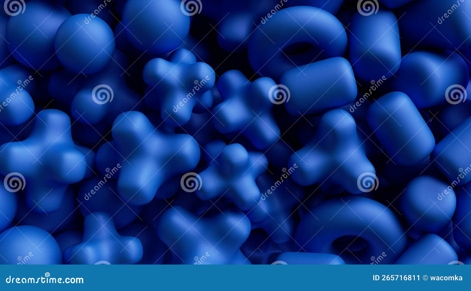 3d Render, Abstract Background, Pile of Mixed Blue Primitive Geometric ...