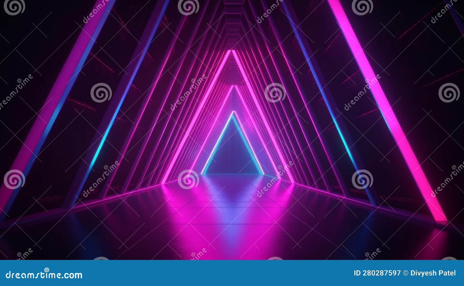 3d Render, Abstract Background with Pink Blue Glowing Neon Light ...
