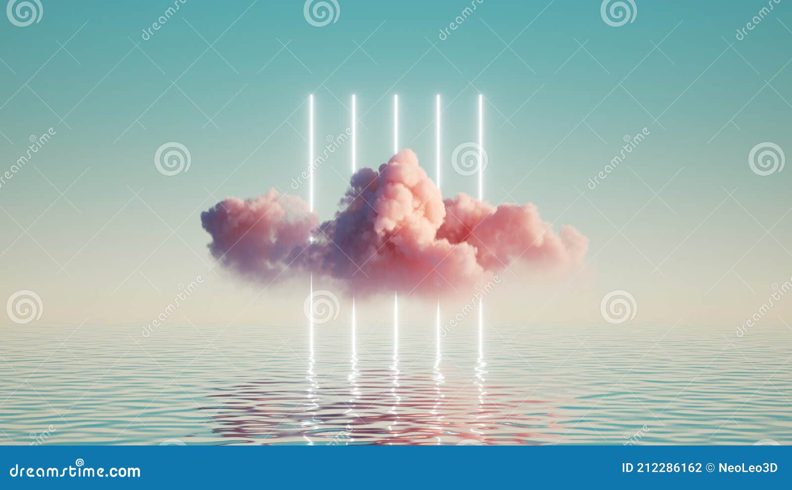 3d Render, Abstract Background with Pink Cloud Levitating in Front of ...