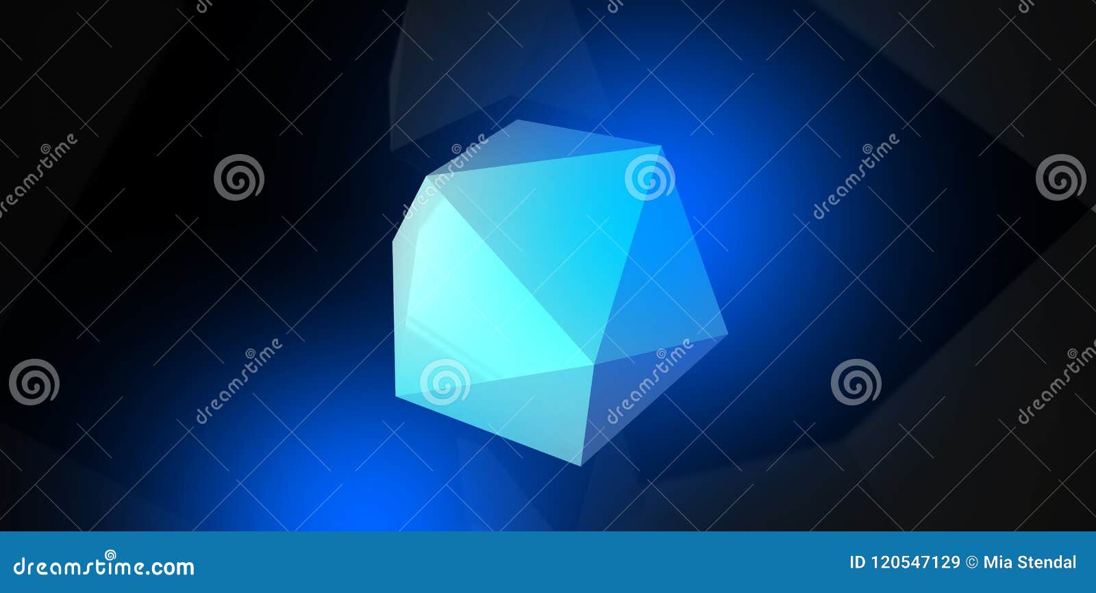 3d Render. Abstract Background with a Polygon, Neon Light Stock ...