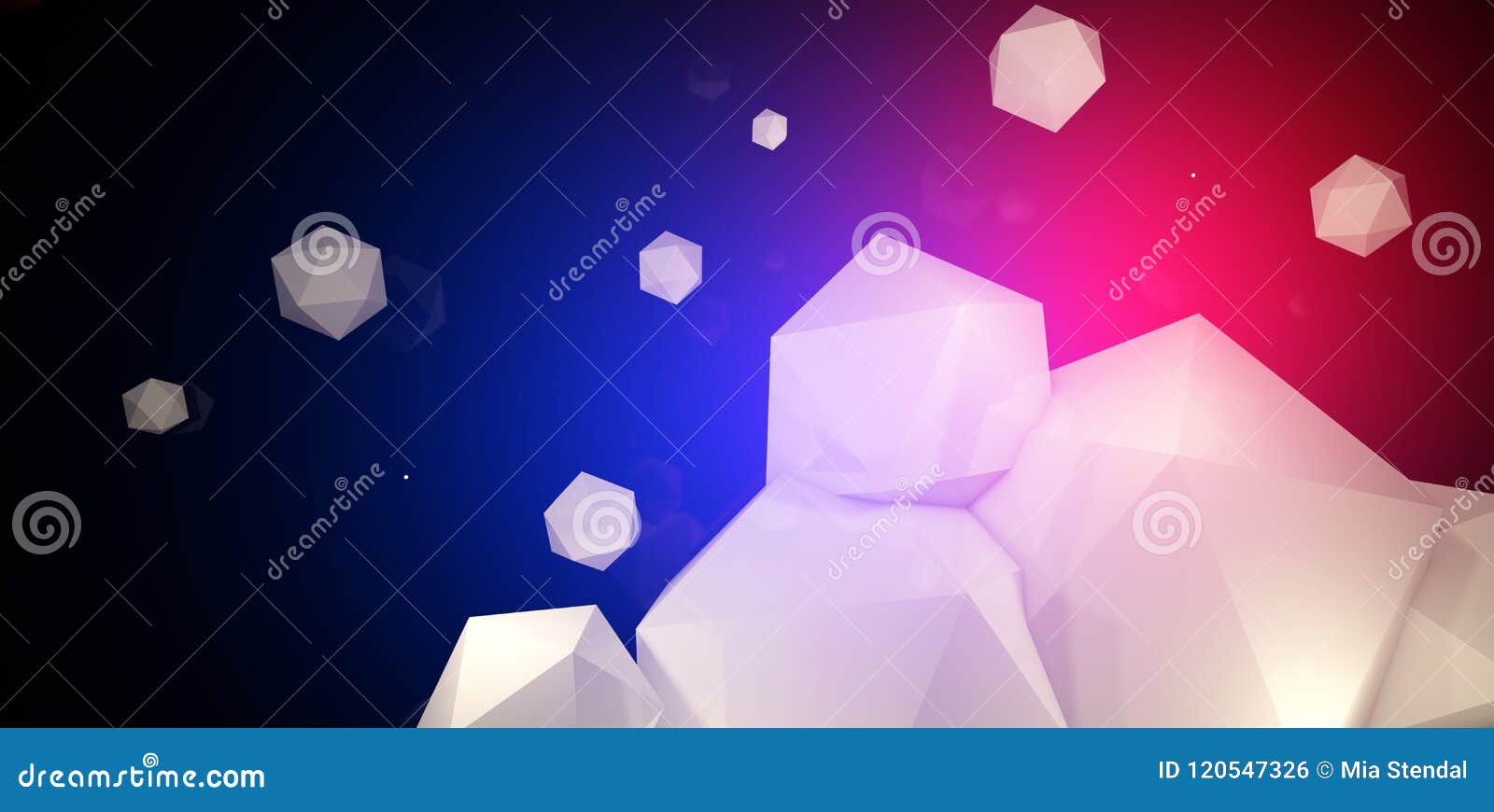 3d Render. Abstract Background with a Polygon, Neon Light Stock ...