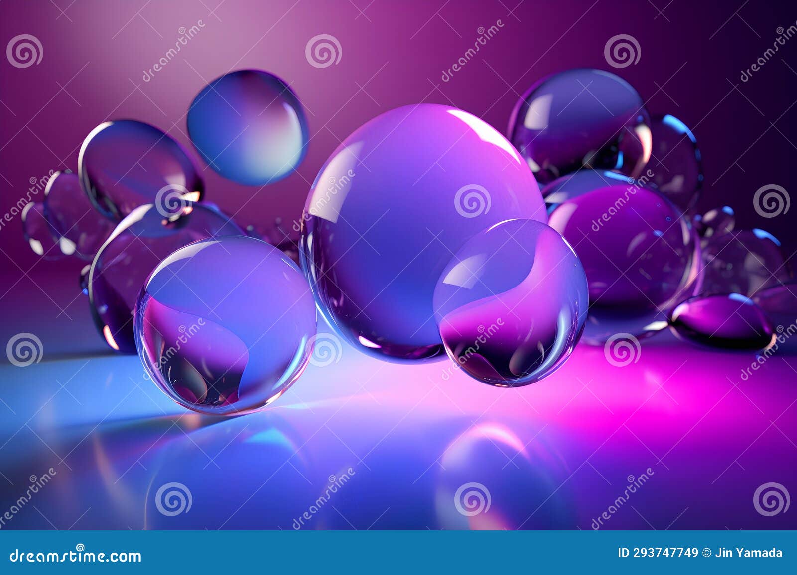 3d Render, Abstract Background, Purple and Violet Balls, 3d ...