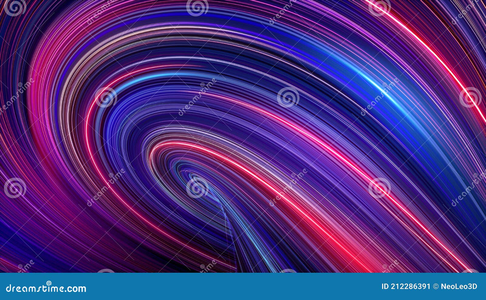 3d Render, Abstract Background with Red Blue Neon Rays and Glowing ...