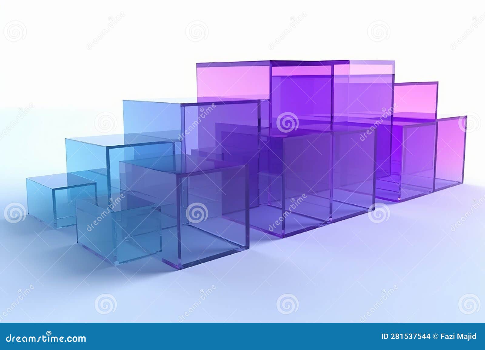 3d Render, Abstract Background with Row of Violet Blue Square ...