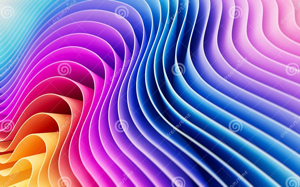 3D Render Abstract Background of Smooth Lines of Spline Waves ...