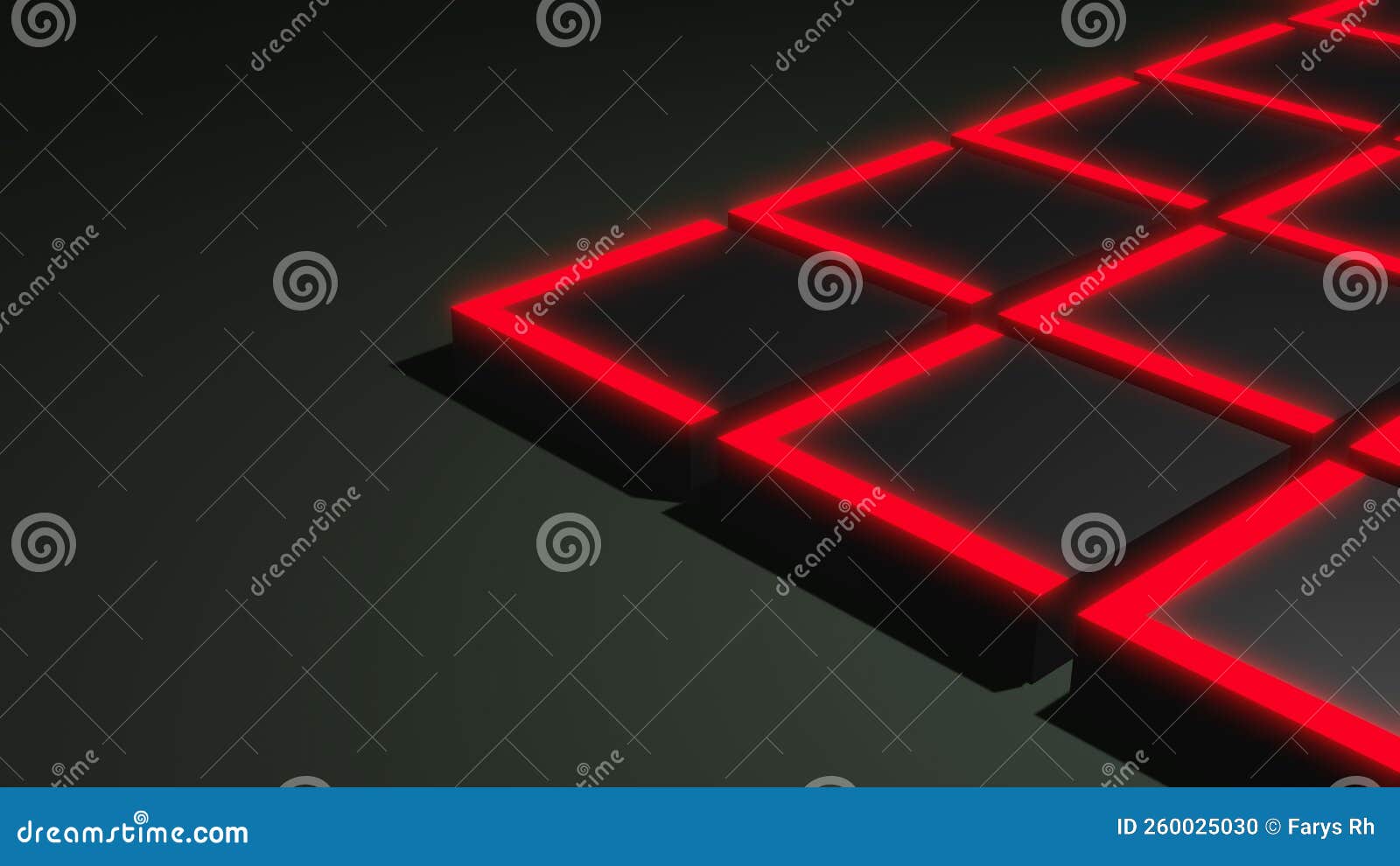 3d Render Abstract Background with Squares Red Neon Line Stock ...