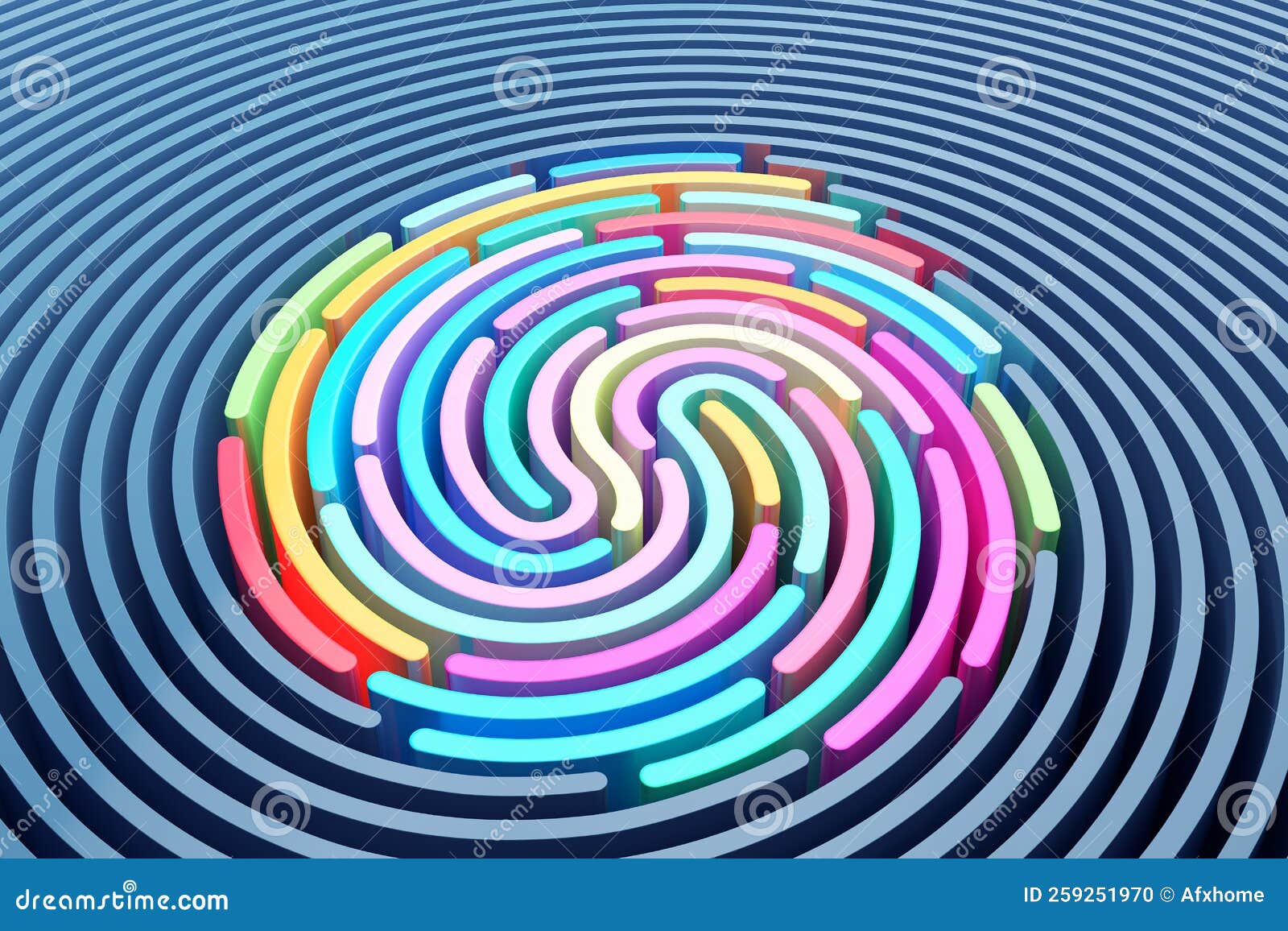 3D Render Abstract Background of Stylized Fingerprint of Smooth Lines ...