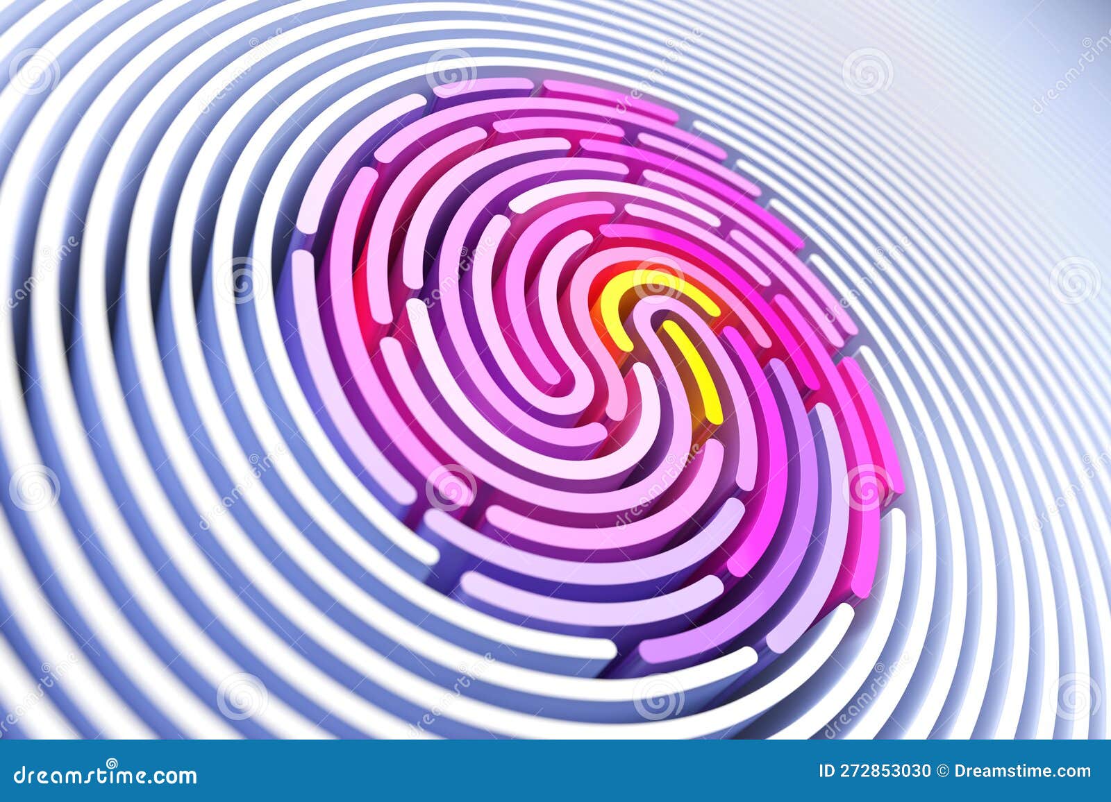 3D Render Abstract Background of Stylized Fingerprint of Smooth Lines ...